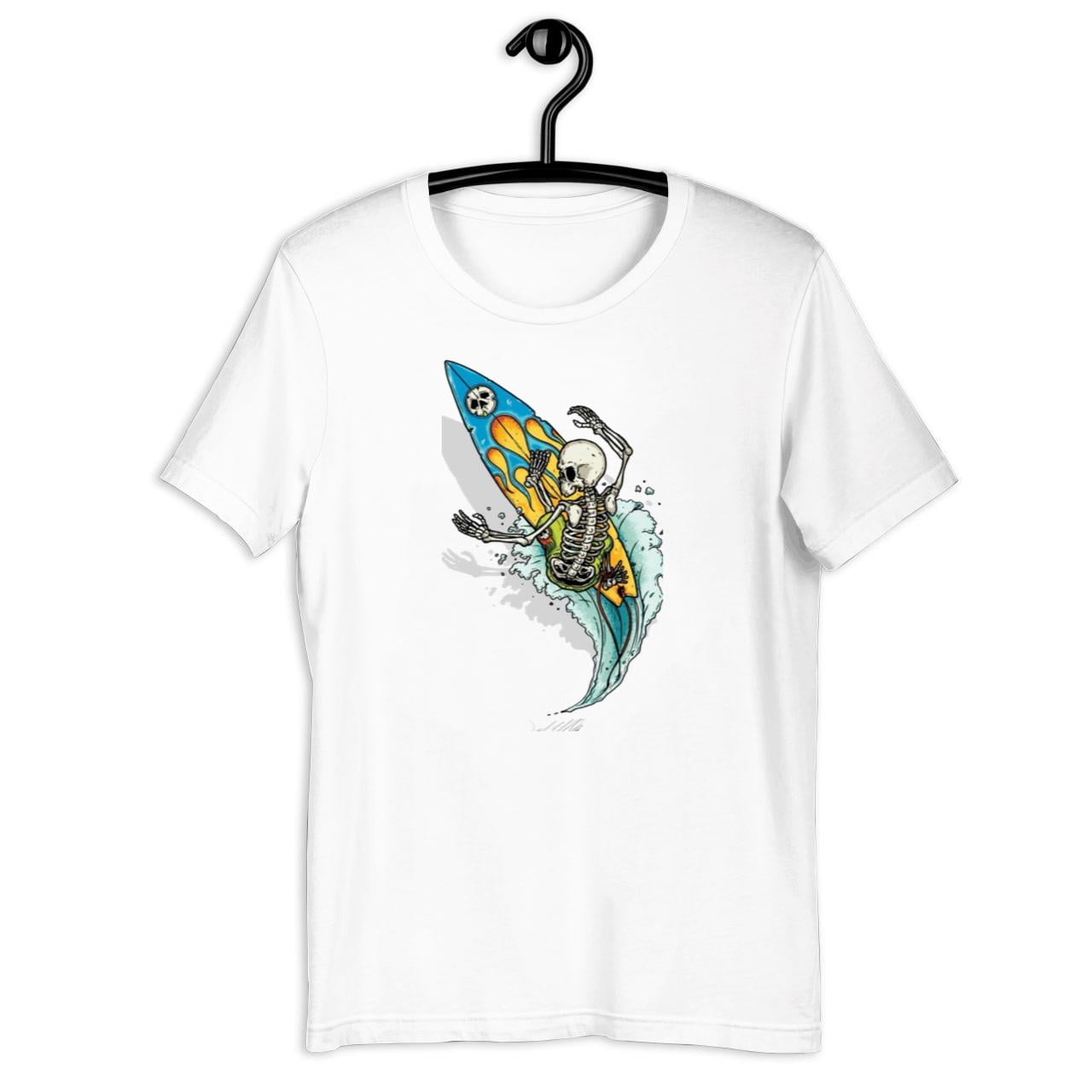 Skeleton Surfer Artwork - Retro Wave Rider Graphic Design Shirt-C ...