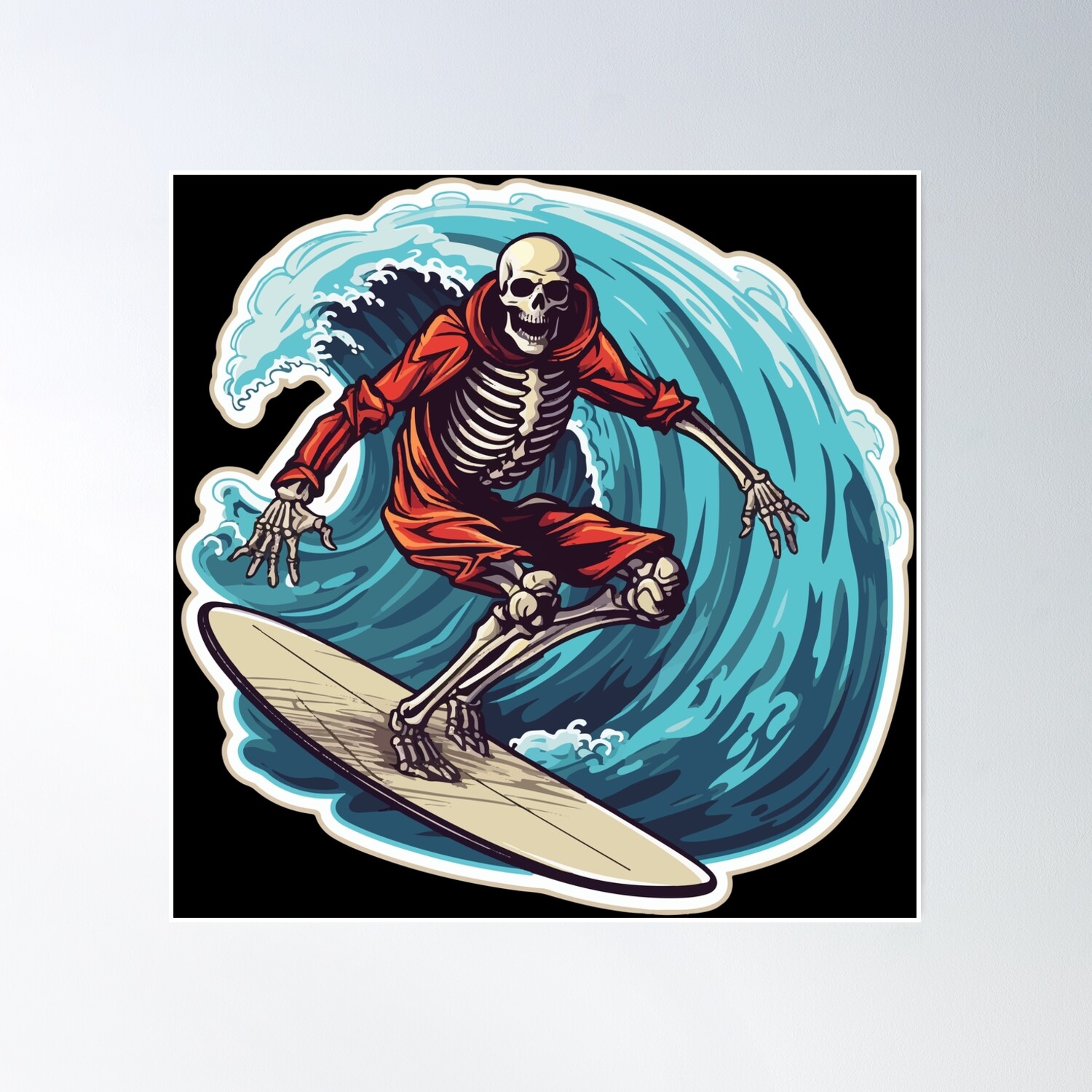 Skeleton Surfer - Thrill Seeker Poster Wall Art, Modern Wall Decor ...