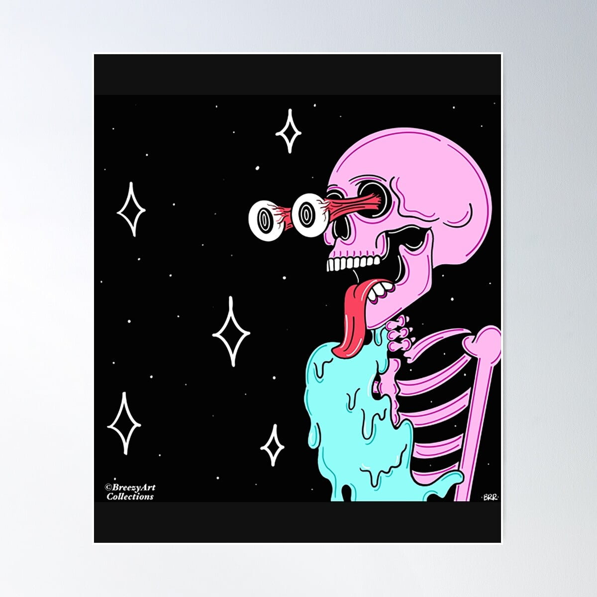 Skeleton T-Shirtdrippy Skeleton Poster Wall Art, Modern Wall Decor For ...