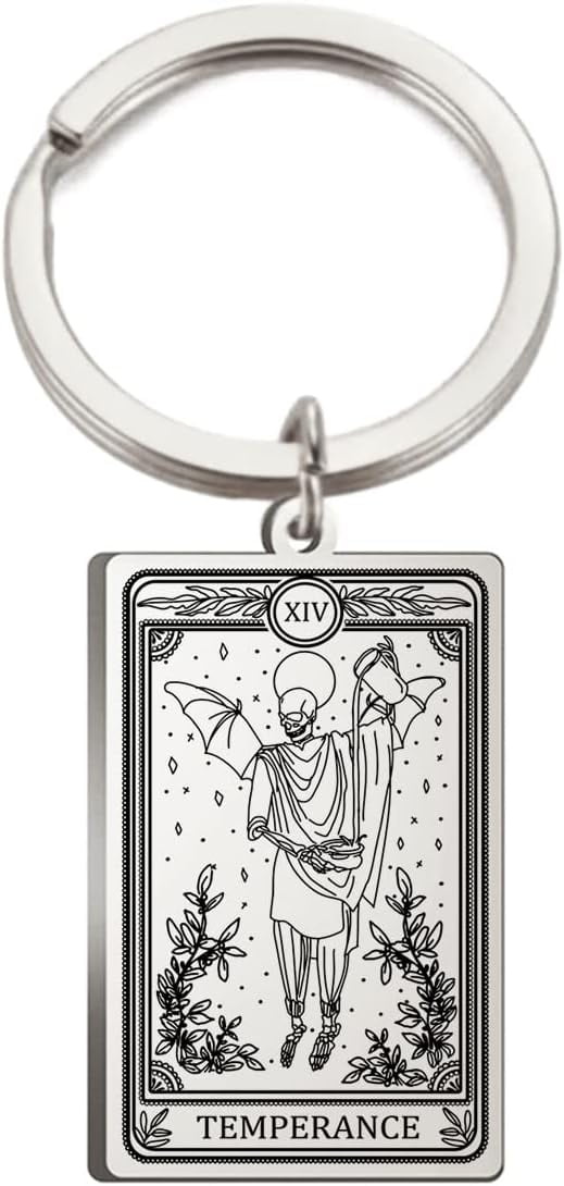 Skeleton Tarot Cards Keychains Stainless Steel Amulet Marigold Tarot ...
