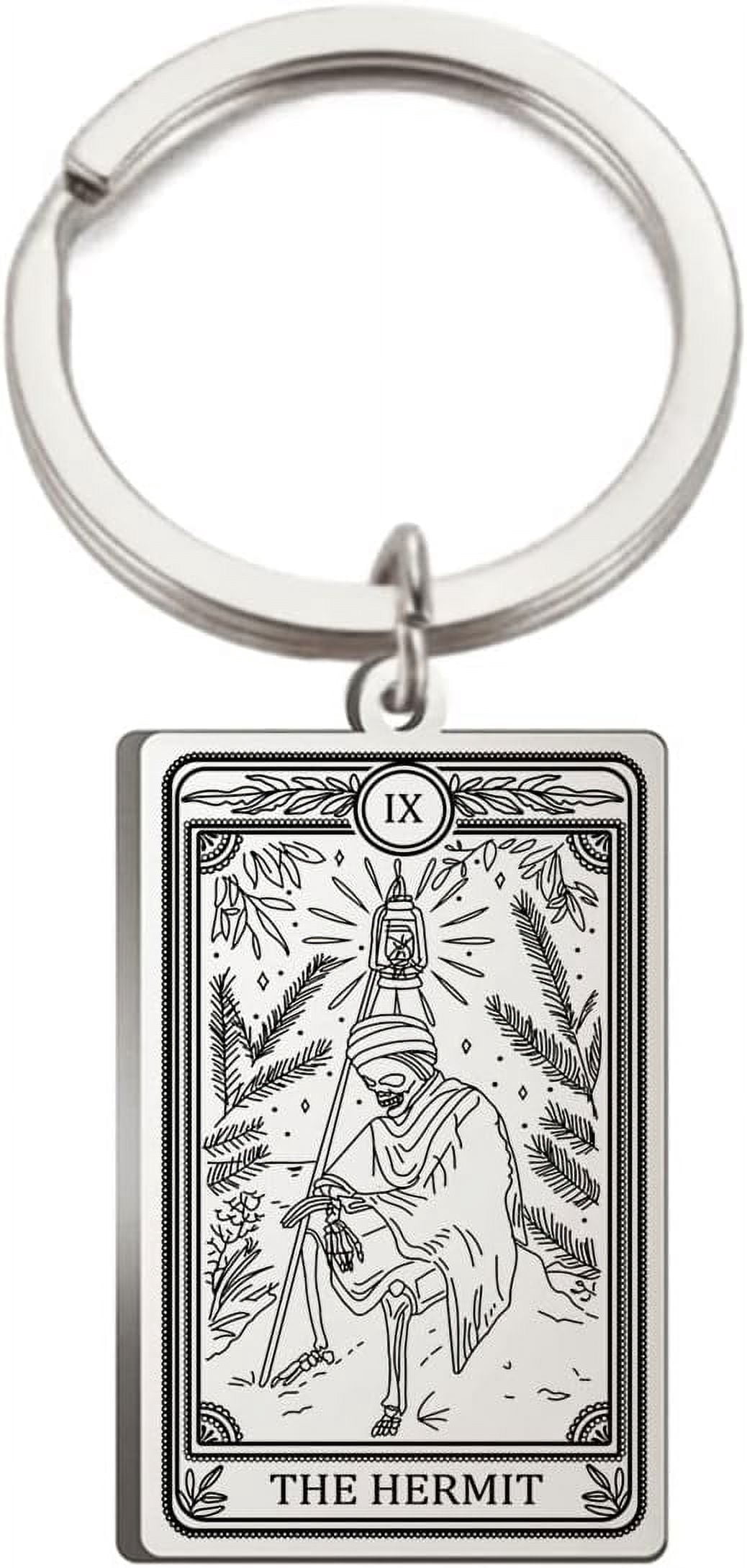 Skeleton Tarot Cards Keychains Stainless Steel Amulet Marigold Tarot ...