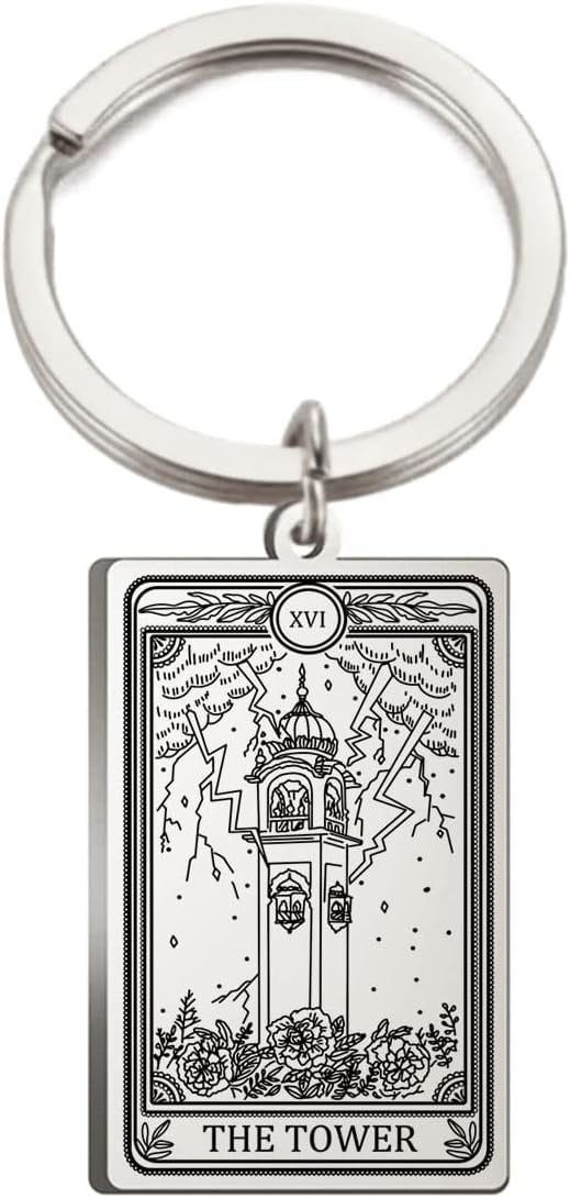 Skeleton Tarot Cards Keychains Stainless Steel Amulet Marigold Tarot ...