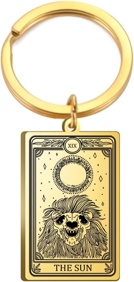 Skeleton Tarot Cards Keychains Stainless Steel Amulet Marigold Tarot ...