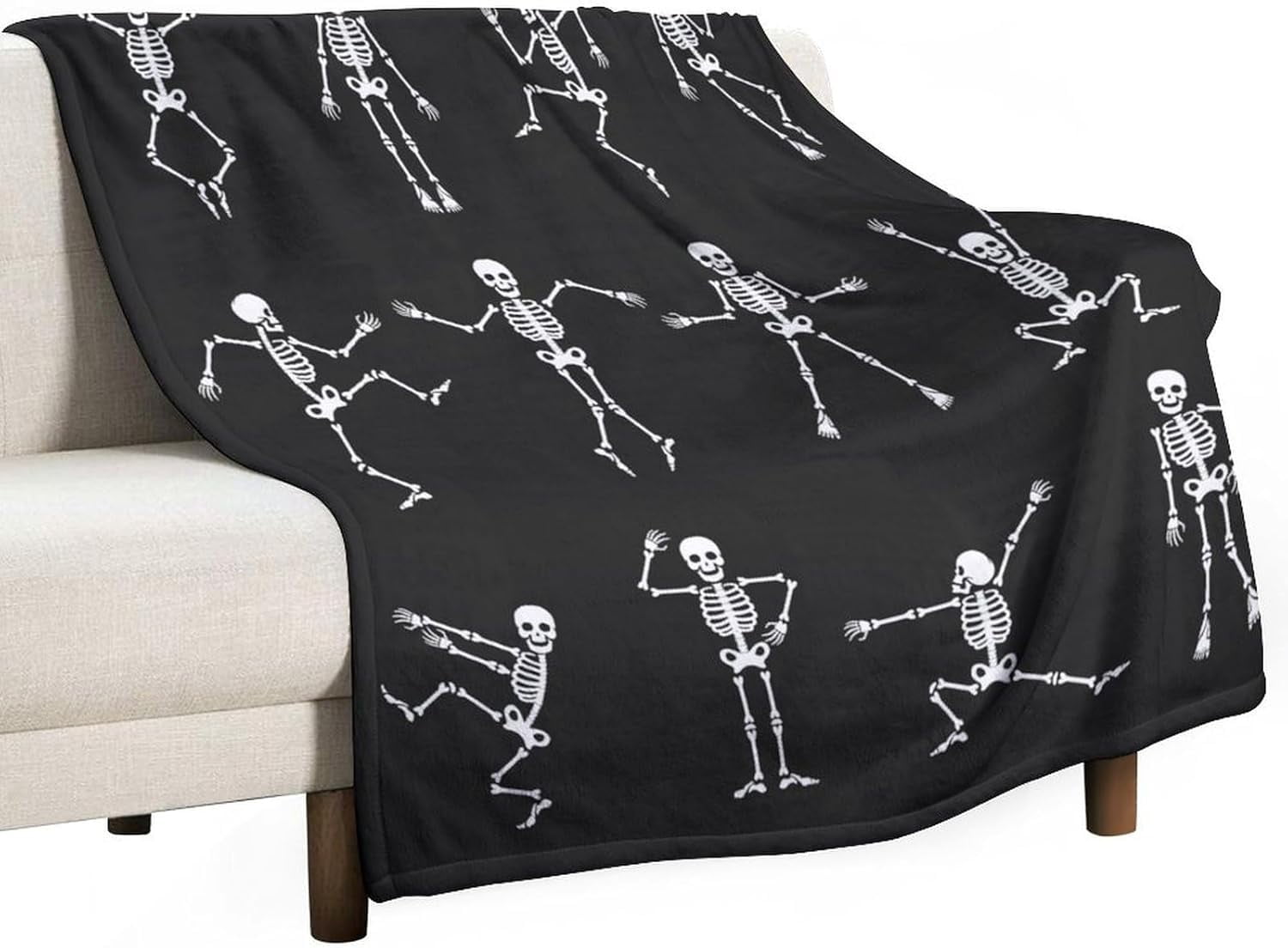 Skeleton Throw Blanket Cartoon Cute Fun Dance Skull Black White Gothic ...