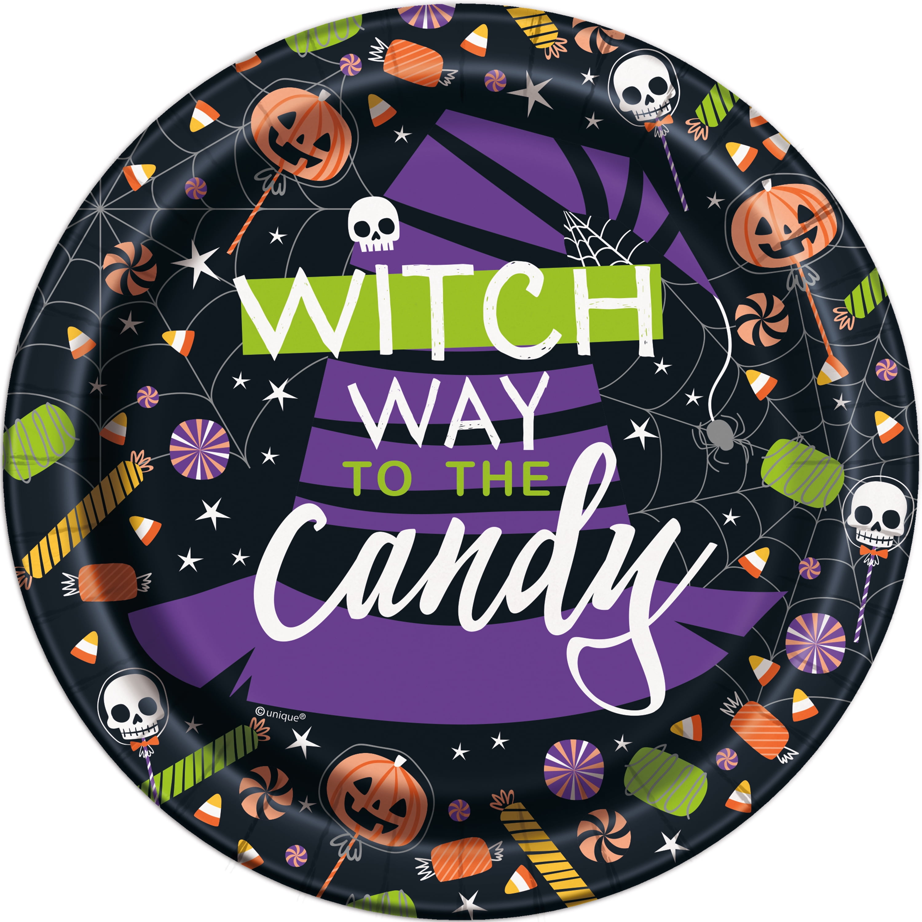 Skeleton Trick or Treat Halloween Paper Dessert Plates, 7in, 8ct ...