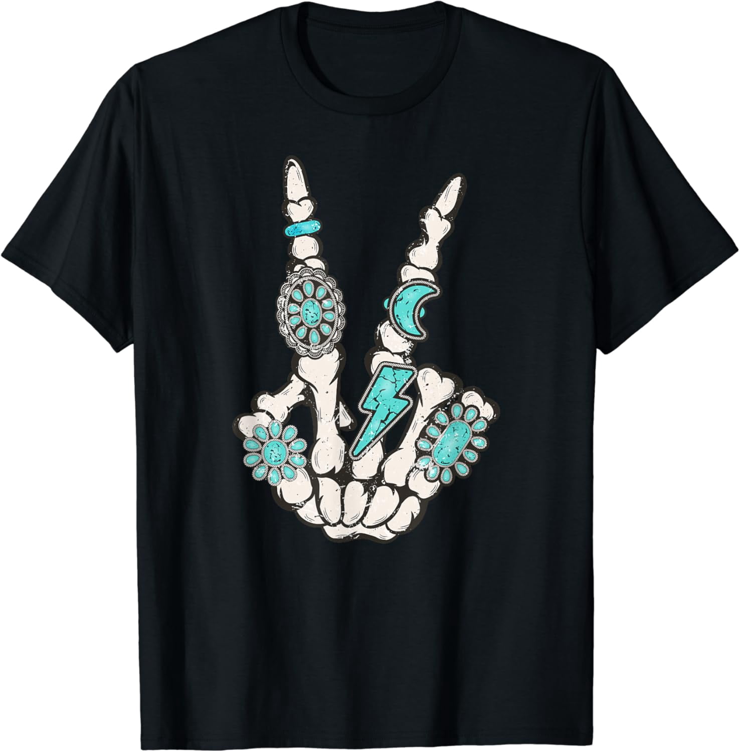 Skeleton Turquoise Hand Western Vibes Rodeo Cowboy Cowgirl Arena T ...