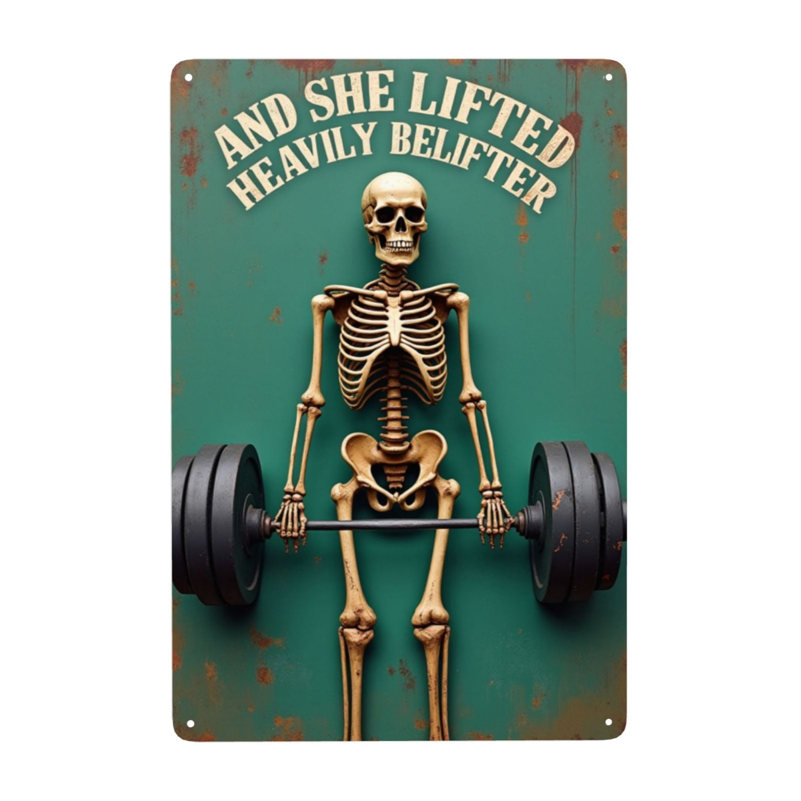 Skeleton Vintage And She Lifted Heavily Ever After Metal Tin Sign 8x12 ...