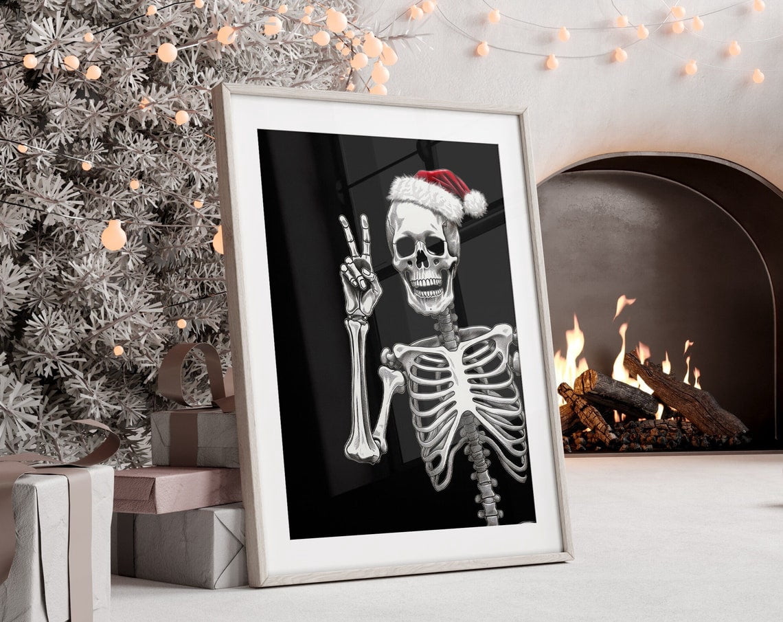 Skeleton Wall Art, Goth Decor, Funny Art, Spooky Art, Skeleton Art Wall ...