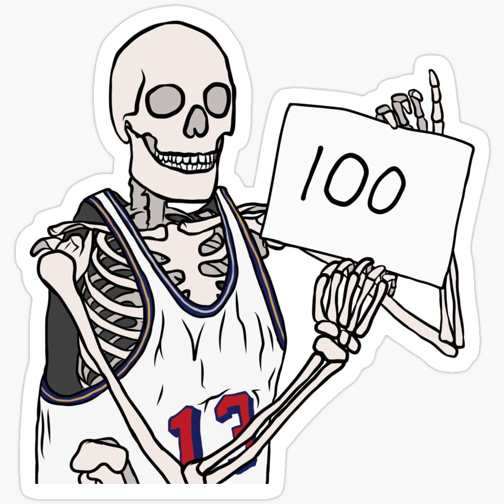 Skeleton Wilt Chamberlain 100 Points Sticker Phone Decal Water Bottle Stickers Car Decals ...
