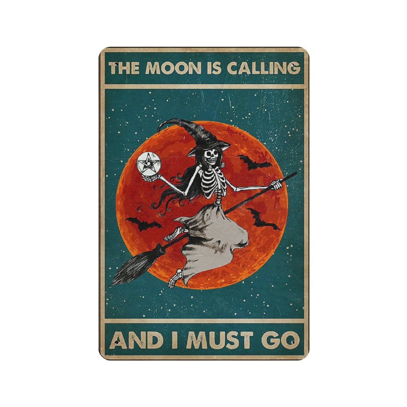 Skeleton Witch tin sign, Halloween tin sign, Witch Art, Witch Decor ...