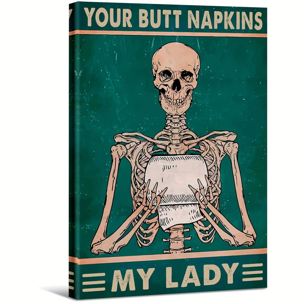 Skeleton With Paper Towel Roll As Ribcage. Large Wooden Framed Wall Art ...