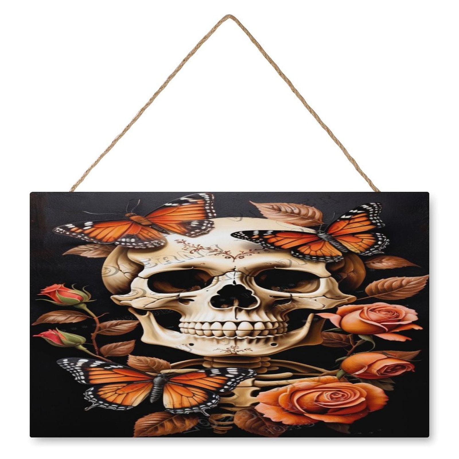 Skeleton With Rose Decorative Wood Hanging Wood Plaque, Rustic Door ...