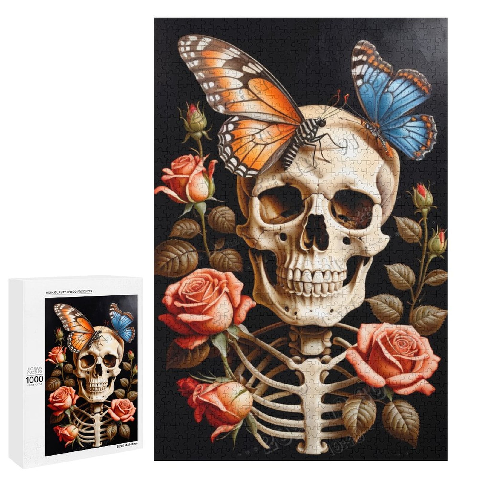 Skeleton With Rose Wooden Wall Decor Home Wall Signs for Bedroom Living ...