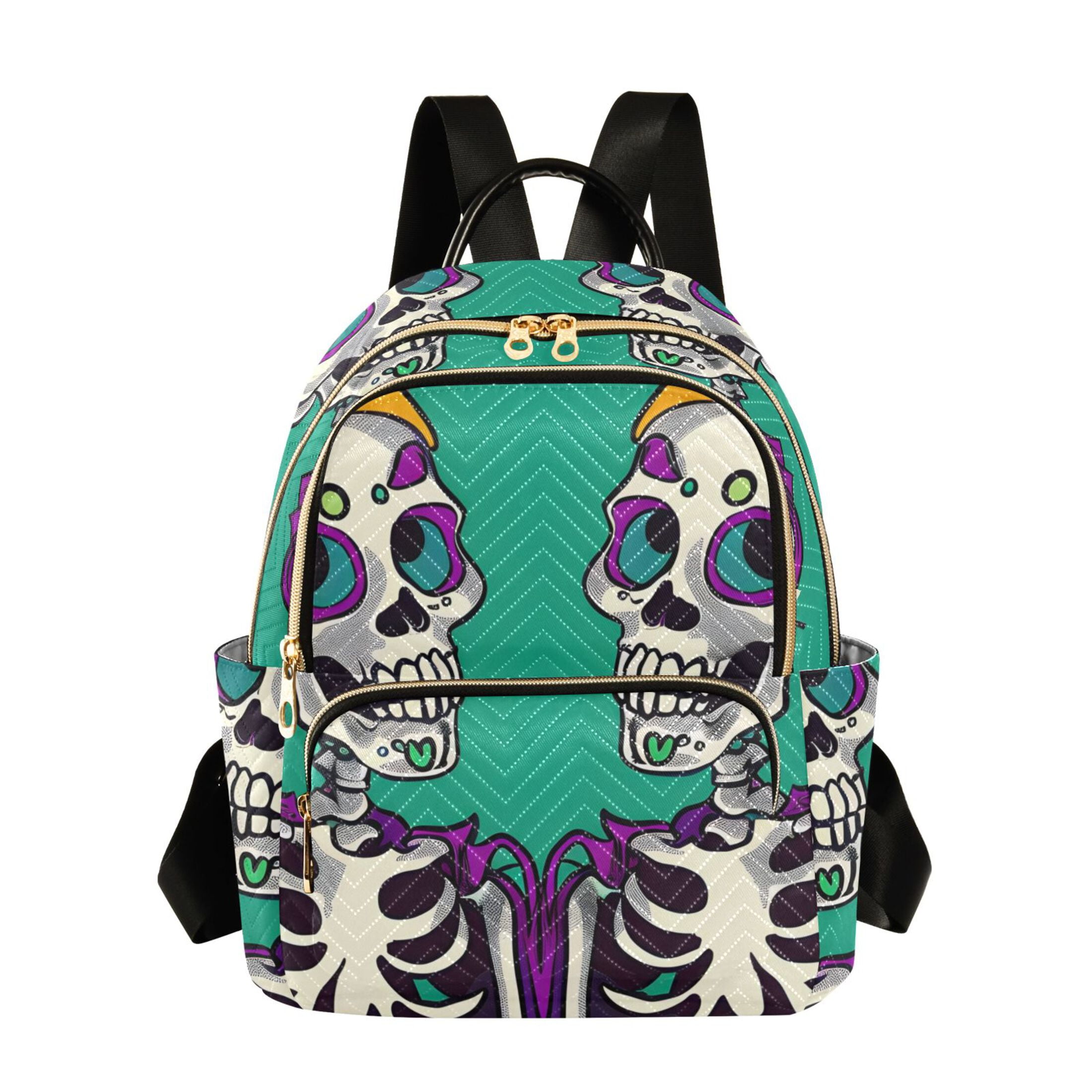 Skeleton in Clown Costume Quilted Backpack Fashion Daypack Commuter Bag ...