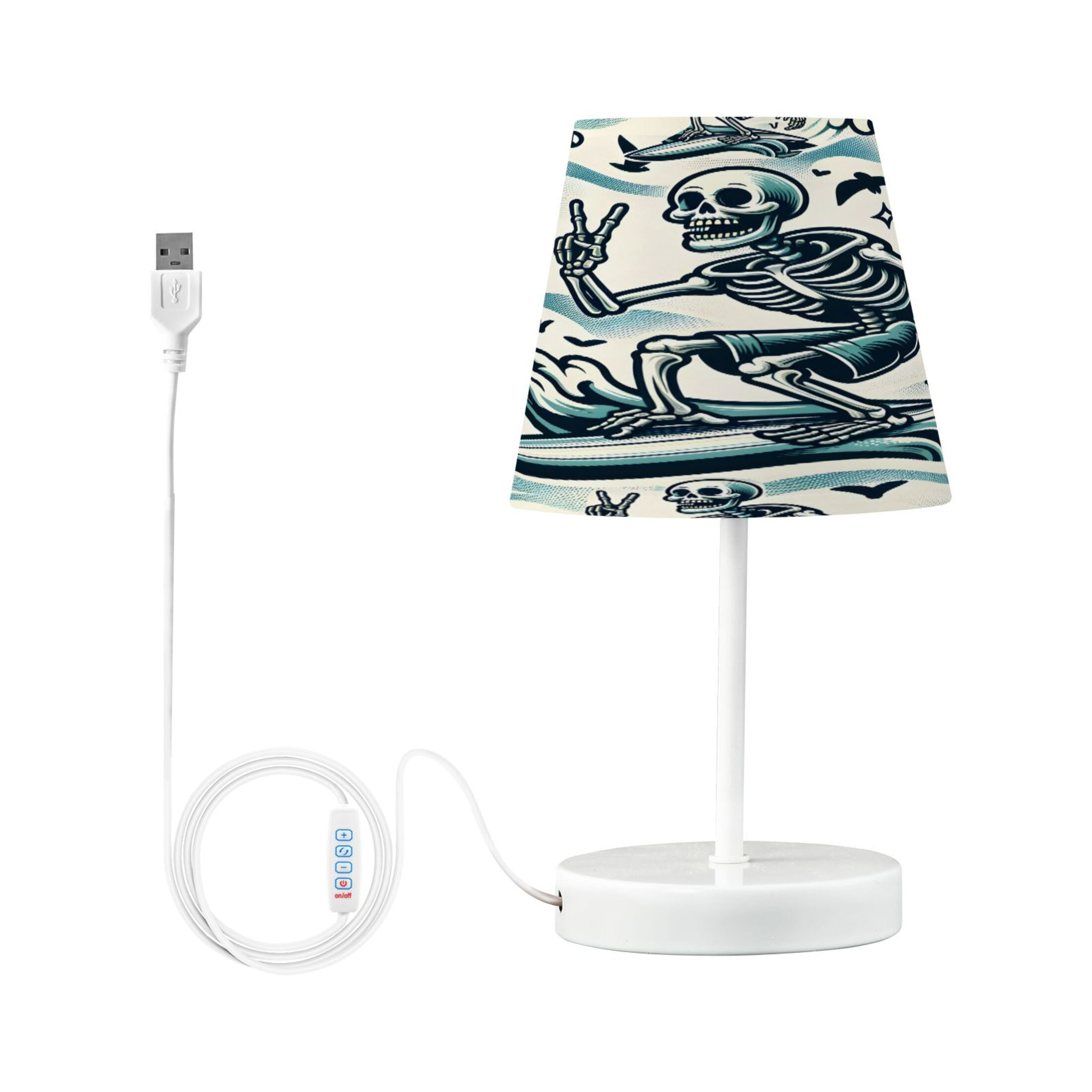 Skeleton on Surf Desk Lamp LED Table Nightstand Lamps with 3 Color ...