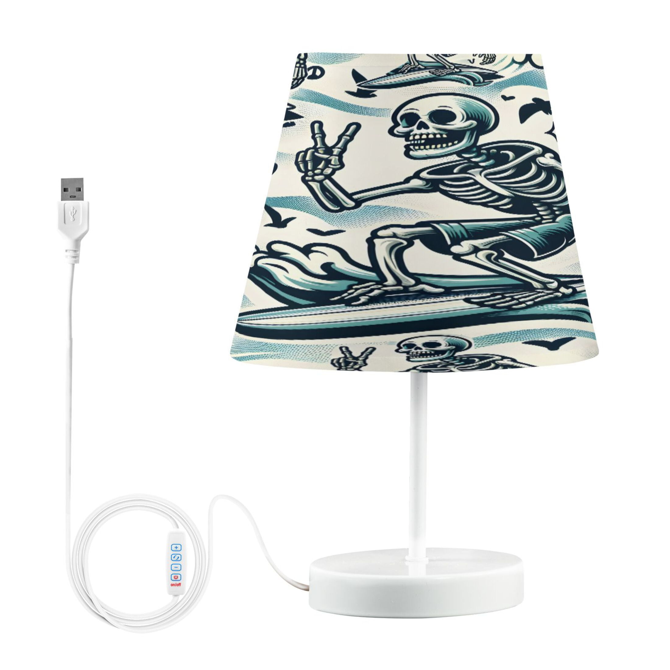 Skeleton on Surf Desk Lamp LED Table Nightstand Lamps with 3 Color ...