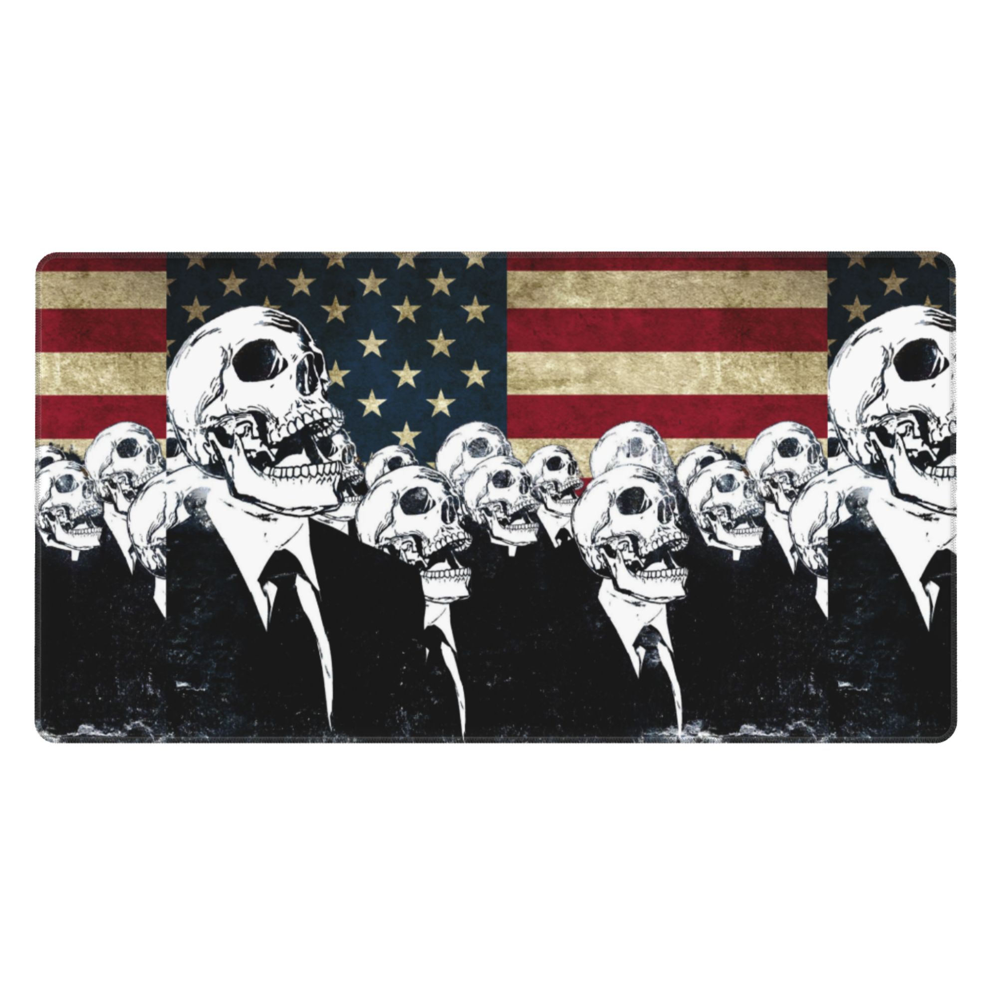 Skeleton skull on USA flag Large Gaming Mouse Pad, Large Keyboard Pad ...