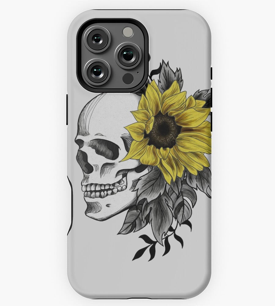 Skeleton with Sunflower GA6707 Phone Case for iPhone 11 to 17 Pro Max ...