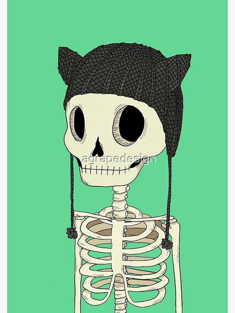 Skeleton with cat hat Poster Framed-unframed - Walmart.com