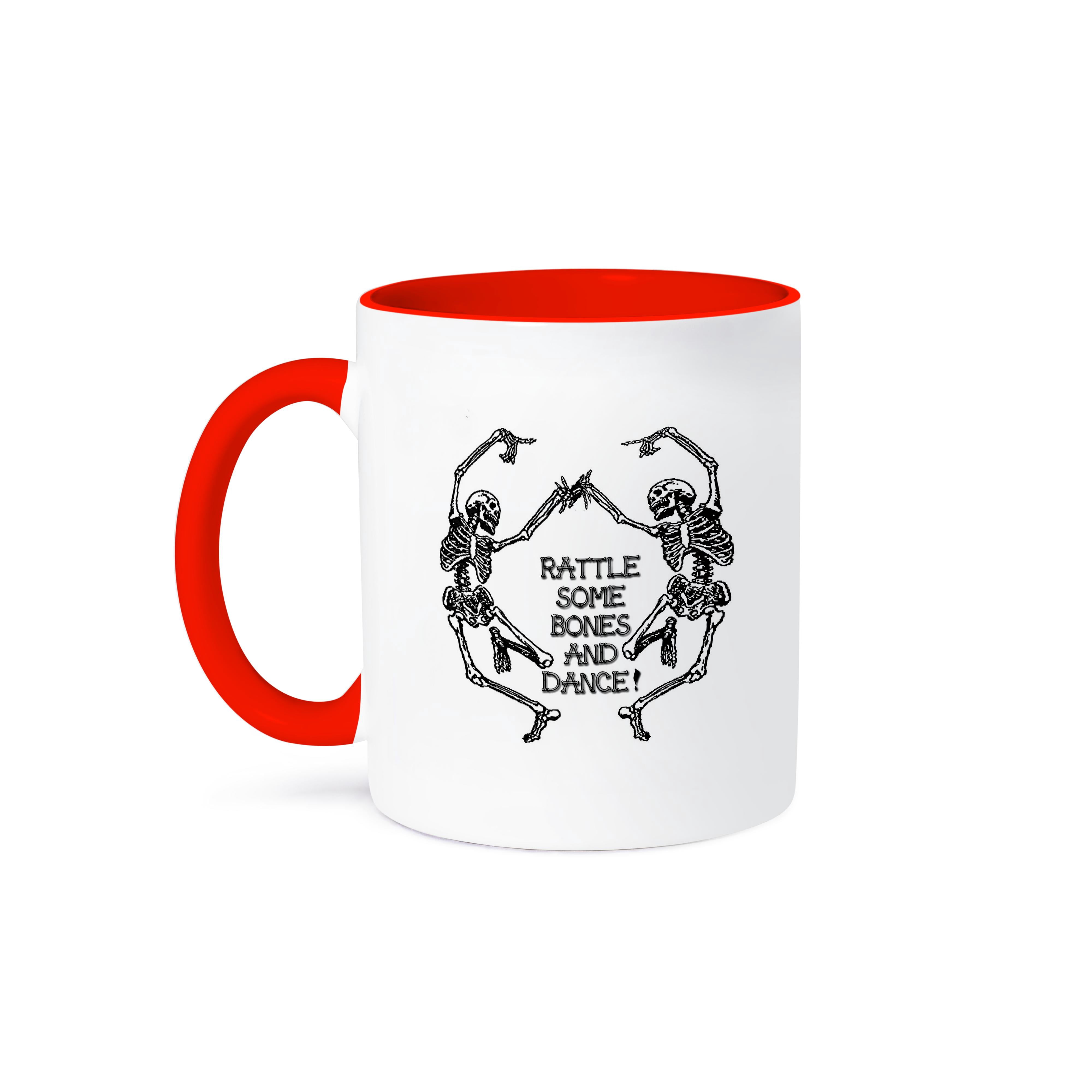 Skeletons Dancing - Rattle Some Bones And Dance, 15oz Two-Tone Red Mug ...