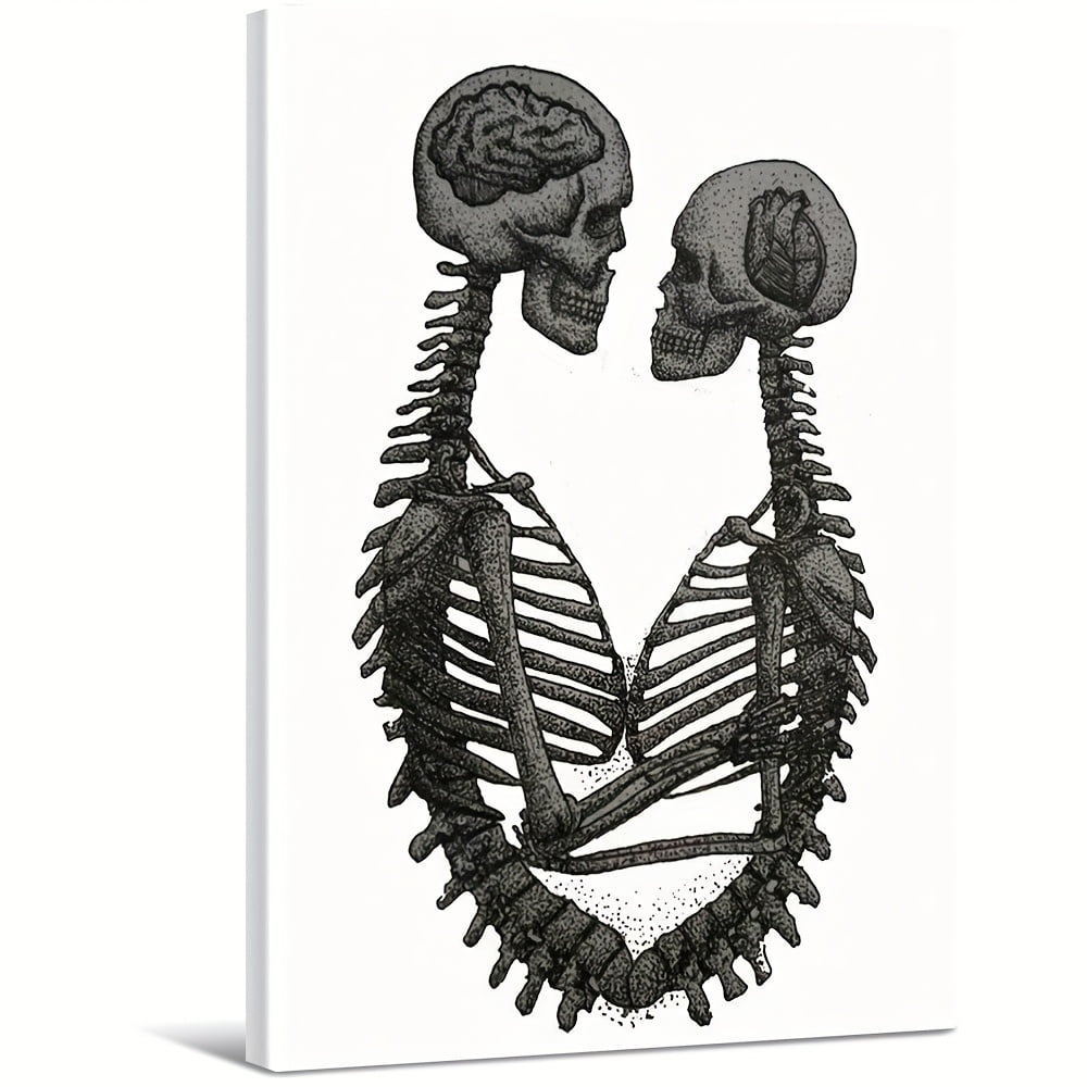 Skeletons Embrace Love Death Humor Large Wooden Framed Wall Art Home ...