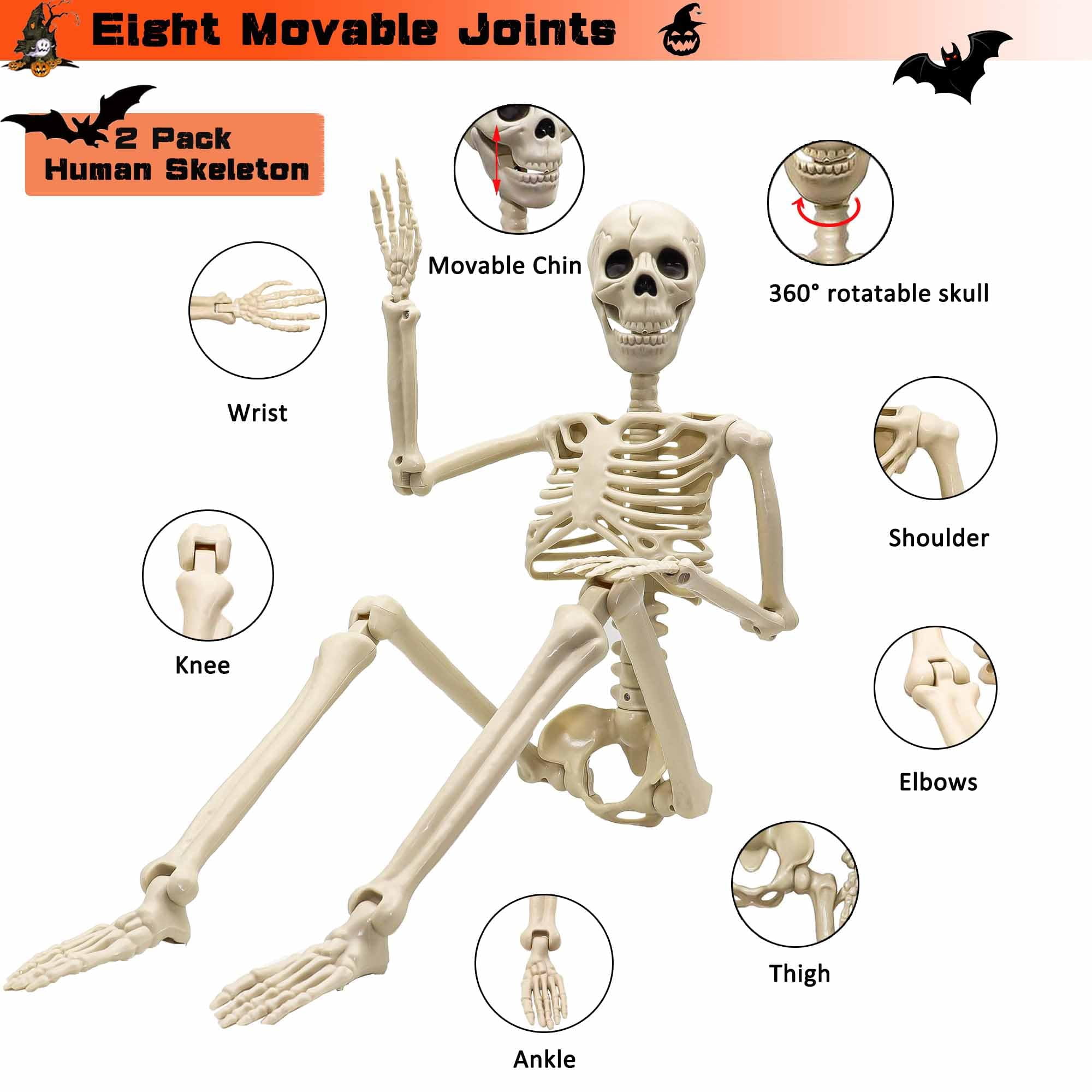 Skeletons Halloween Decorations, Full Body Posable Halloween Skeletons ...