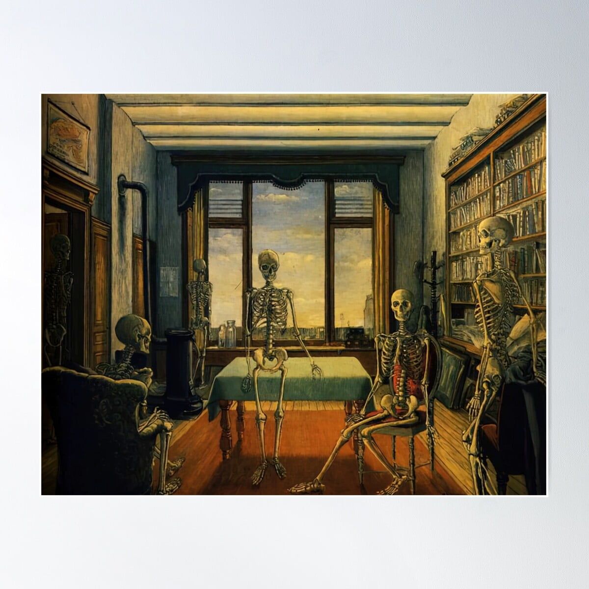 Skeletons In An Office By Paul Delvaux Poster Wall Art, Modern Wall ...