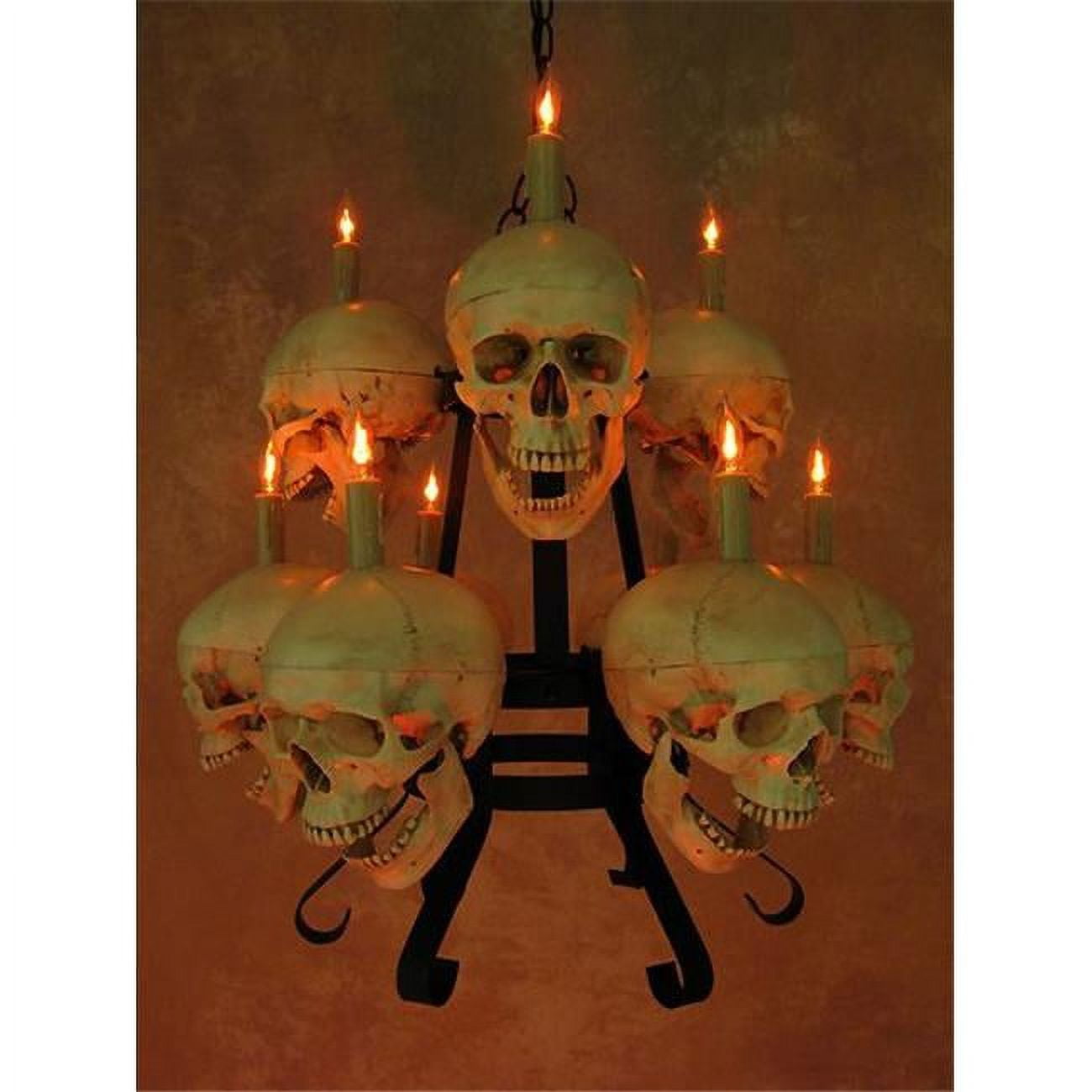 Skeletons & More SKUL-175 Two-Tiered Skull & Metal Chandelier, 9 Life ...