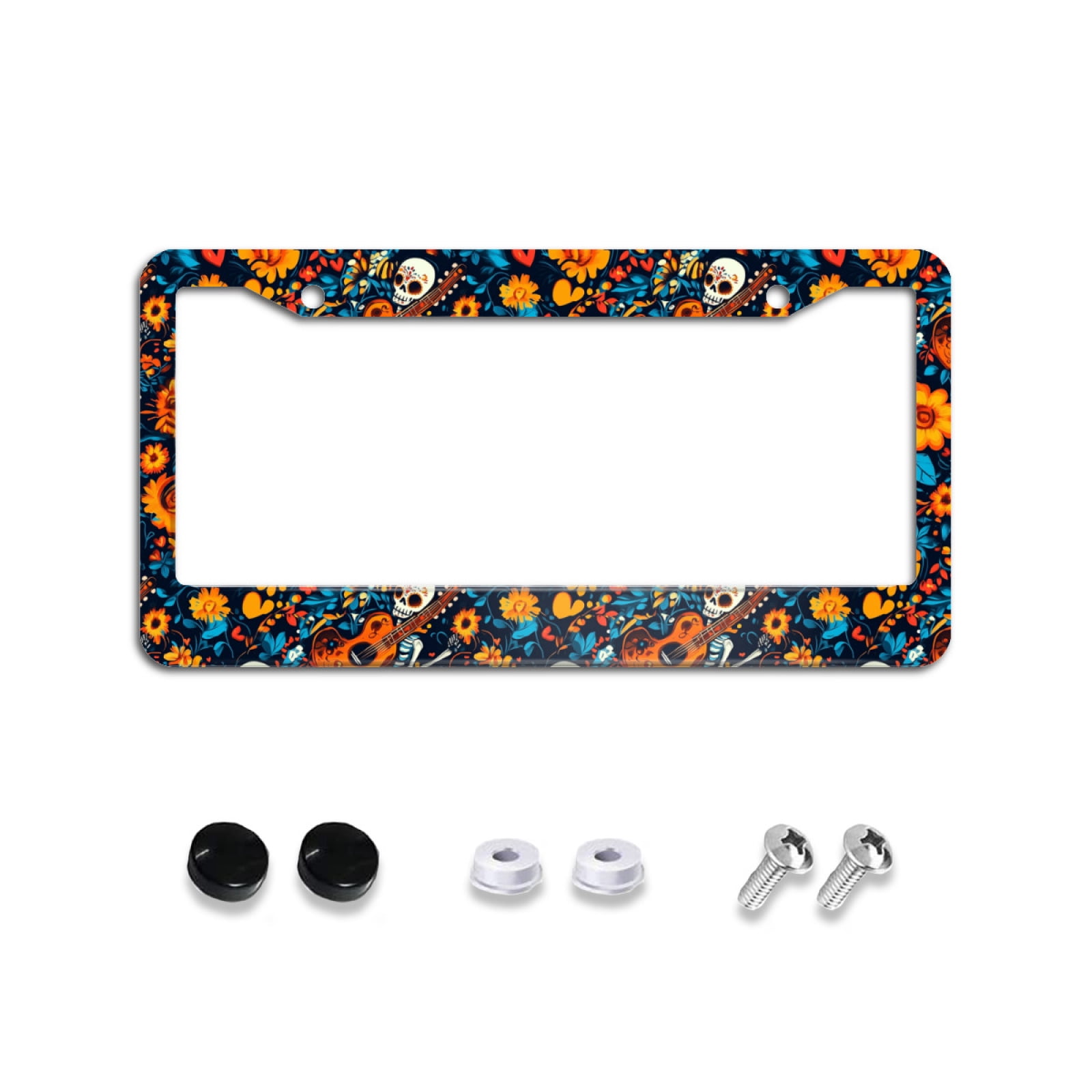 Skeletons Playing Guitars License Plate Frames for Women Men Car Plate ...