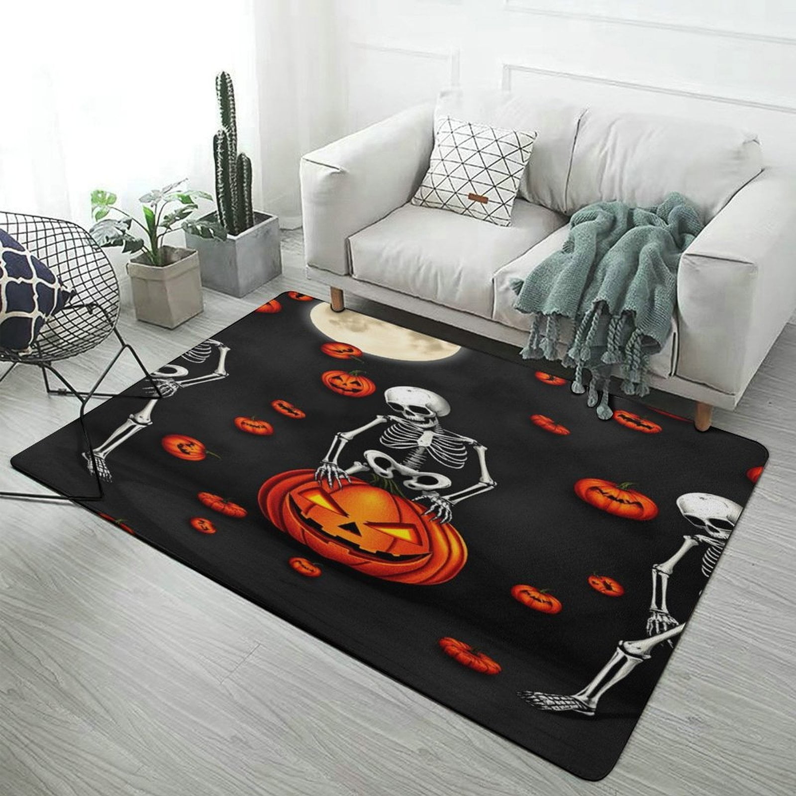 Skeletons Pumpkins Halloween Carpet Large Size Living Room American ...