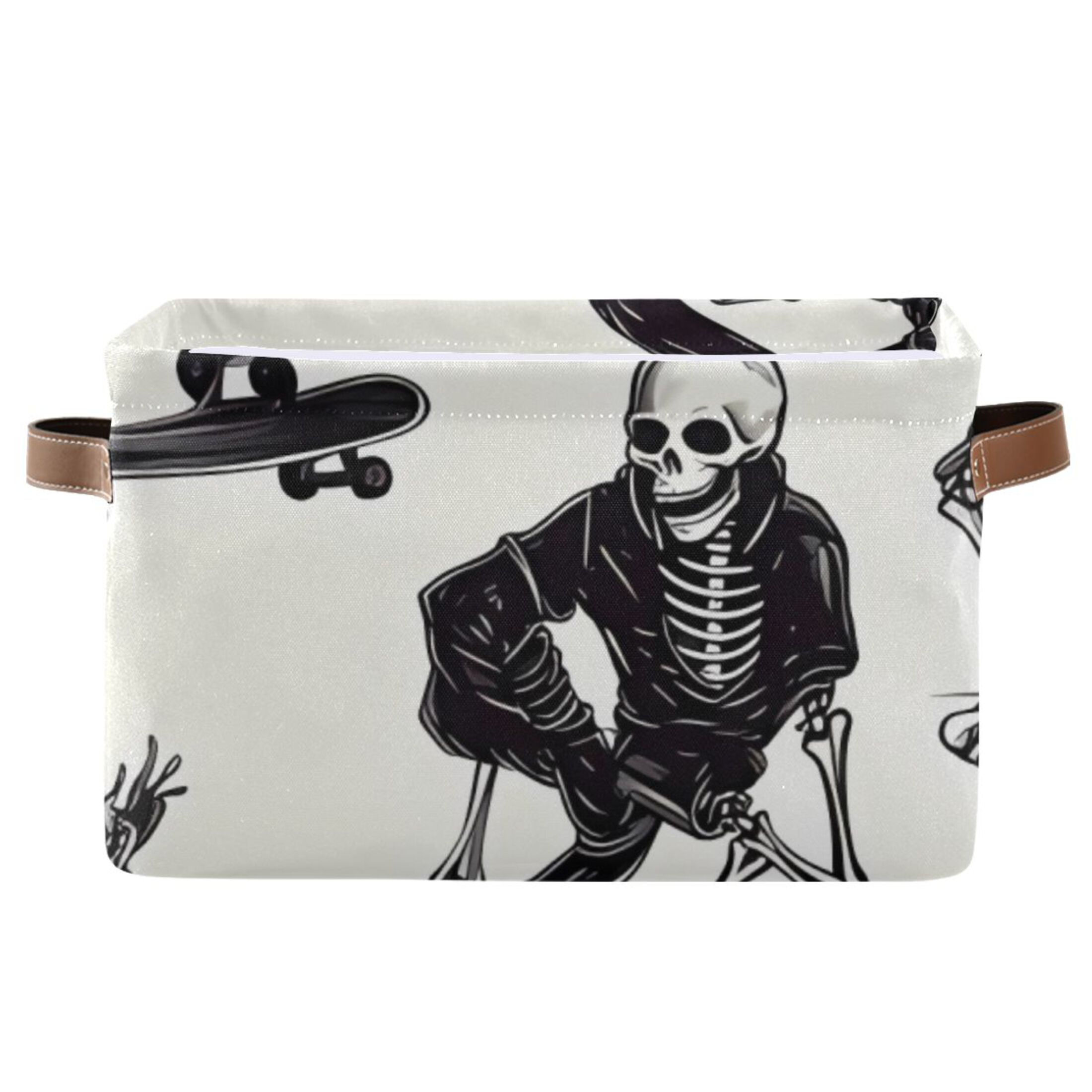Skeletons with Skateboard Storage Basket Large Foldable Storage Bin ...