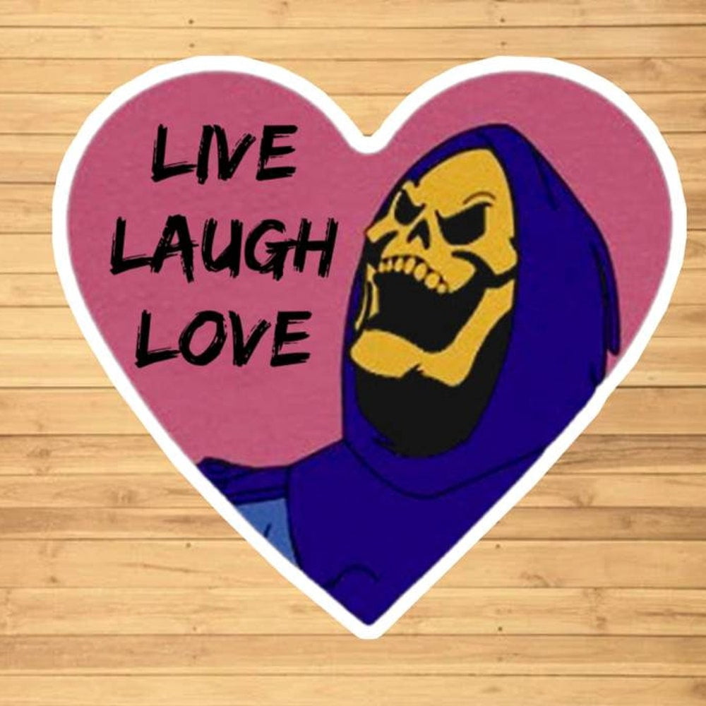 Skeltor He-Man Live Laugh Love Sticker, Sticker For Laptops, Cars Phone ...