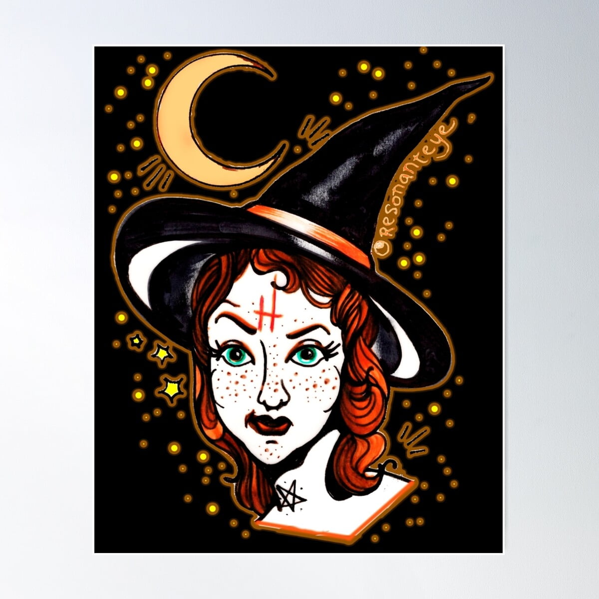 Skeptical Witch Poster Wall Art, Modern Wall Decor For Living Room ...