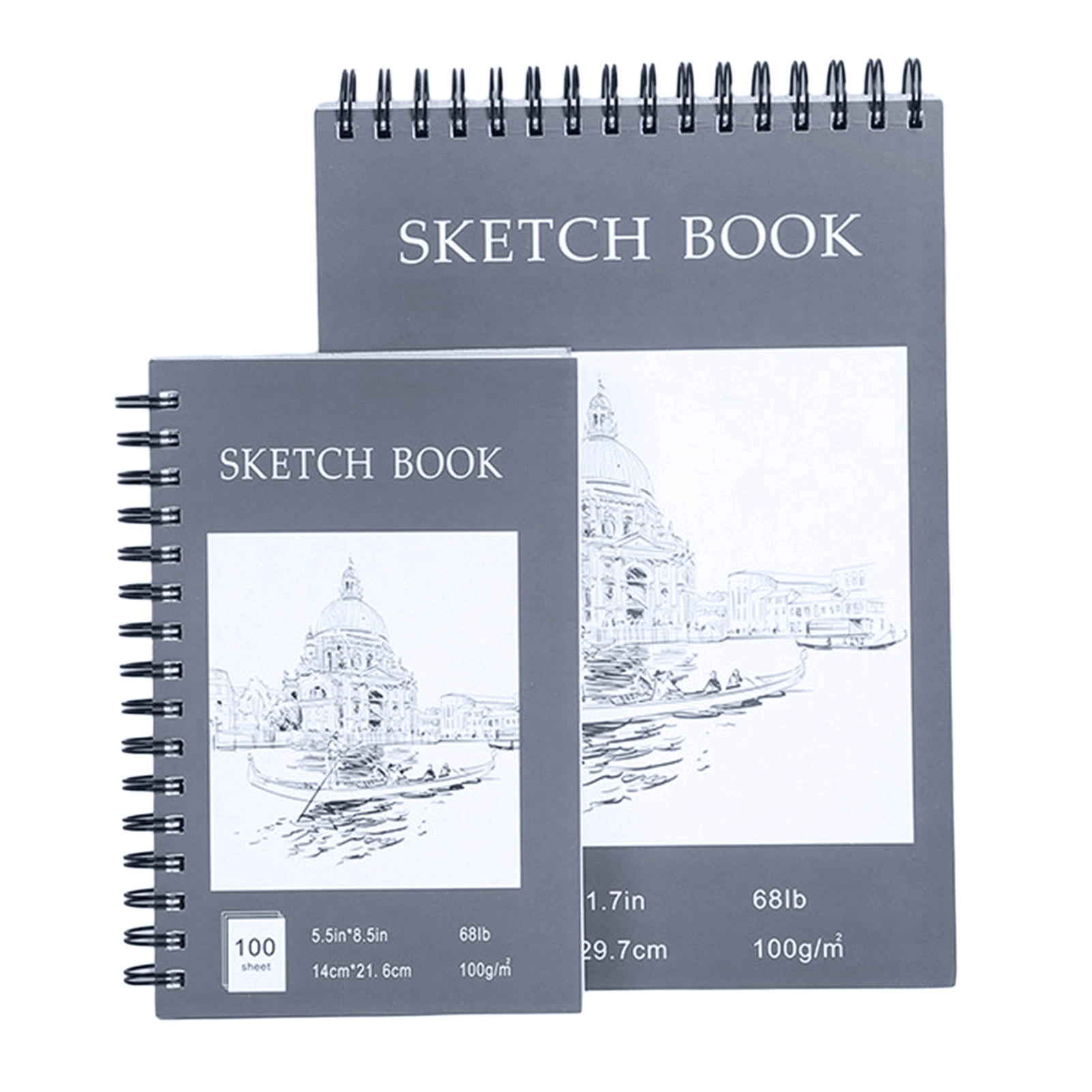 Sketch Book Spiral Wire Bound Hardcover 100 Sheets Acid Free No Bleed ...