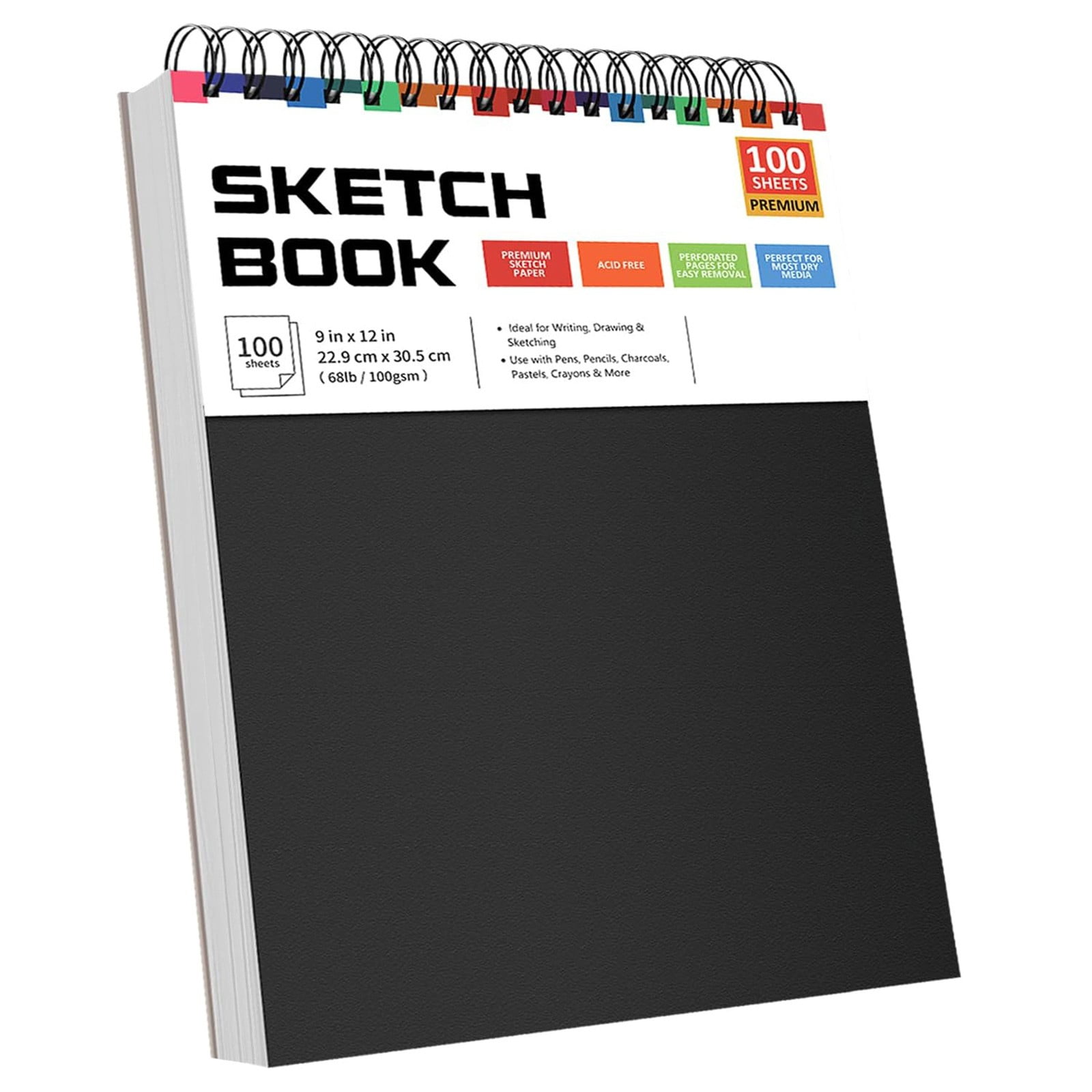 Sketch Book, Top Spiral Bound Sketch Pad,100 Sheets 68lb/100gsm Acid ...