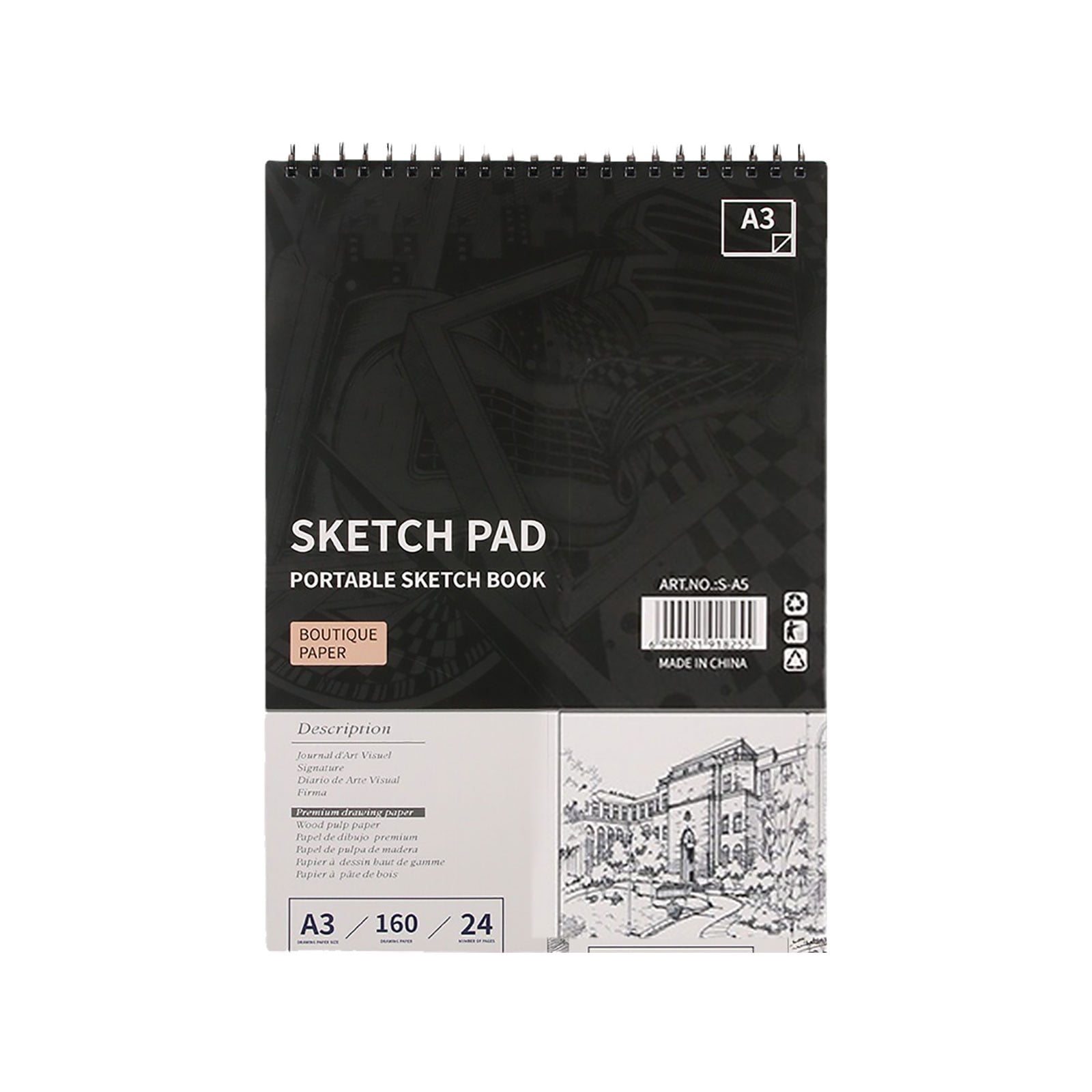 Sketch Book Top Spiral Bound Sketch Pad 3 Sizes 24 Sheets Art ...