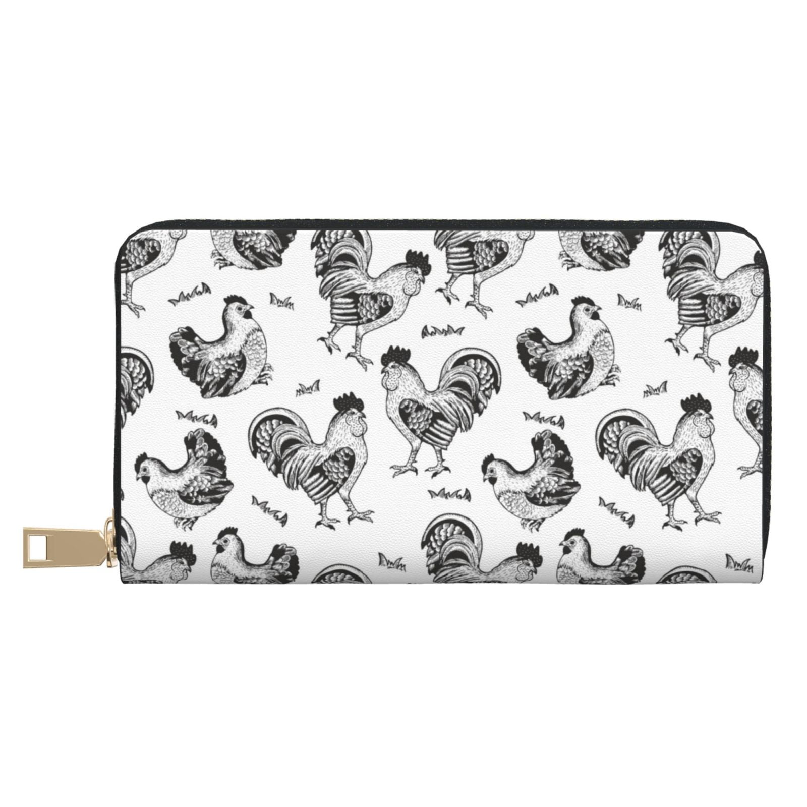 Sketch Cute Chicken Grass Wallet Women, Leather Bifold Multi Card ...