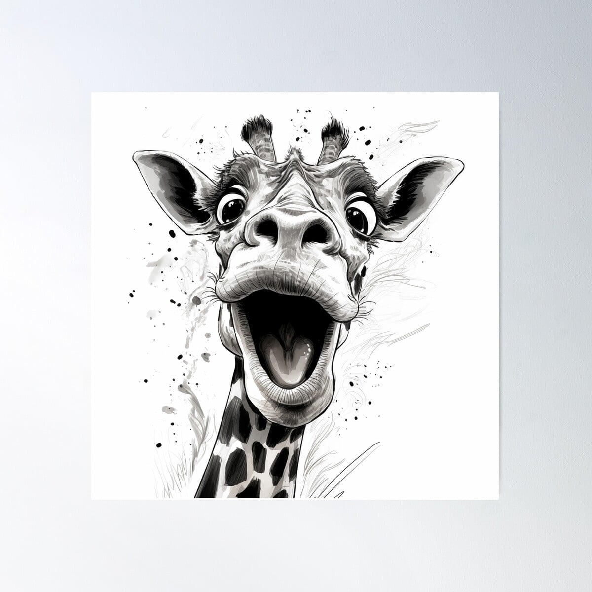 Sketch Giraffe Art - Drawing, Shocked Poster Wall Art, Modern Wall ...