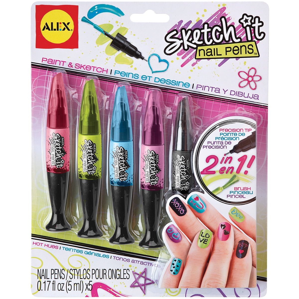 Sketch It Nail Pens 5/Pkg-Hot Hues - Walmart.com