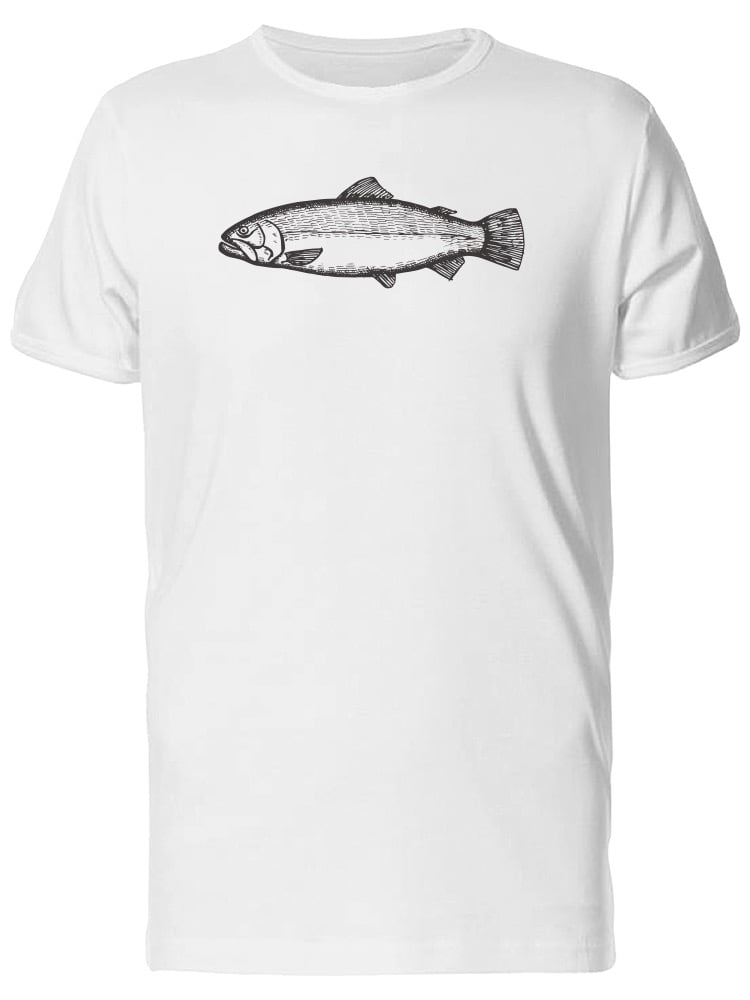 Sketch Of A Fish Salmon T-Shirt Men -Image by Shutterstock, Male Medium ...