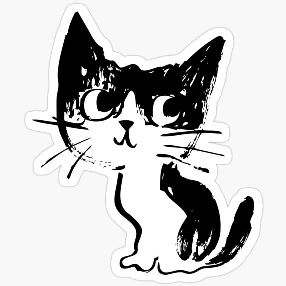 Sketch Of Cat Sticker Phone Decal Water Bottle Stickers Car Decals ...