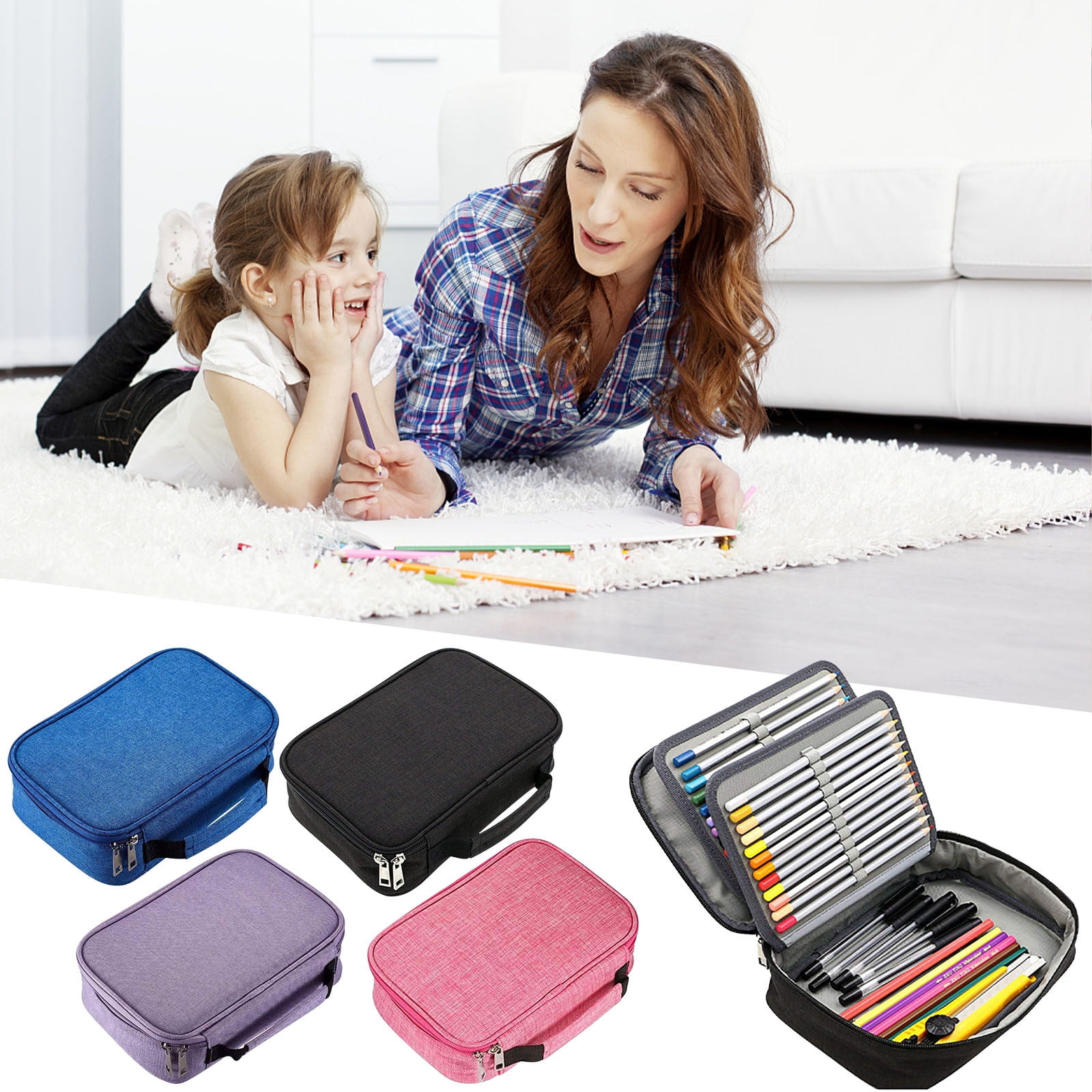 Sketch Pad Holder, 72-Hole Pen Organizer, Porous Paper Storage, Multi ...