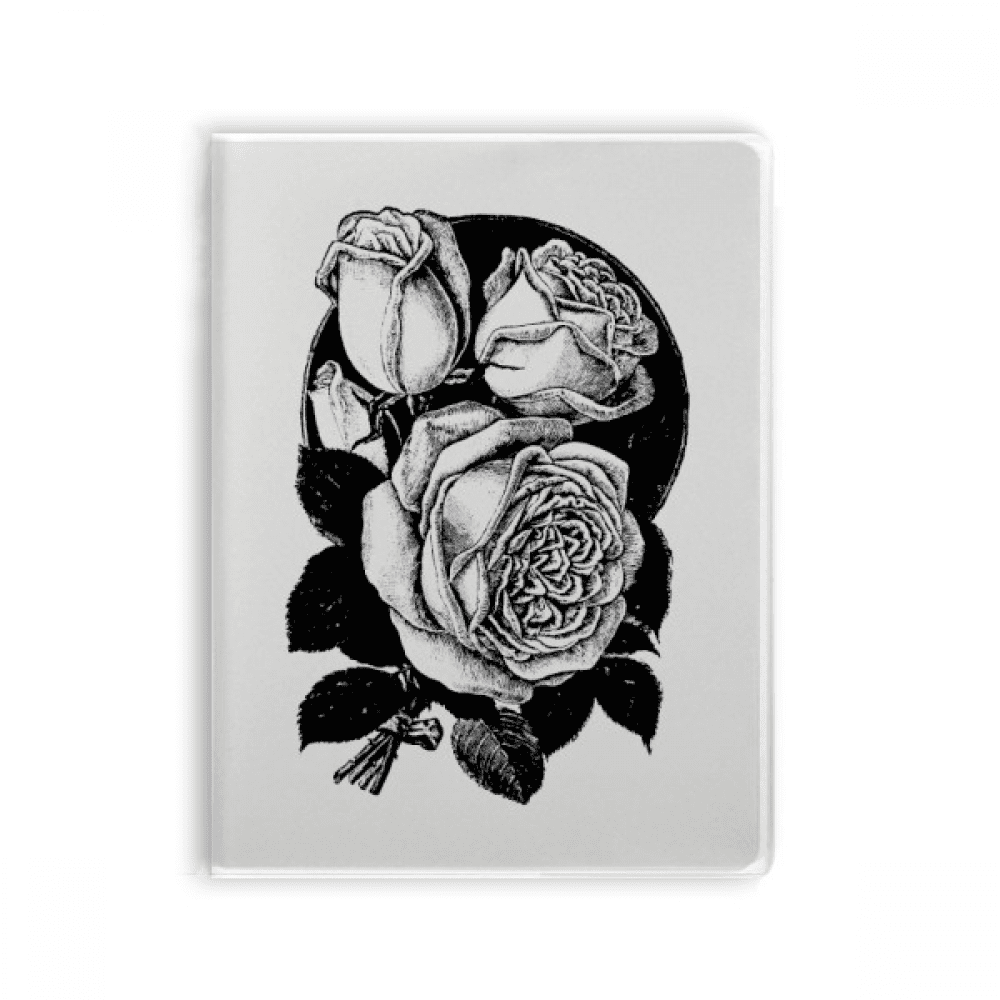 Sketch Rose Flower Pattern Notebook Gum Cover Diary Soft Cover Journal ...