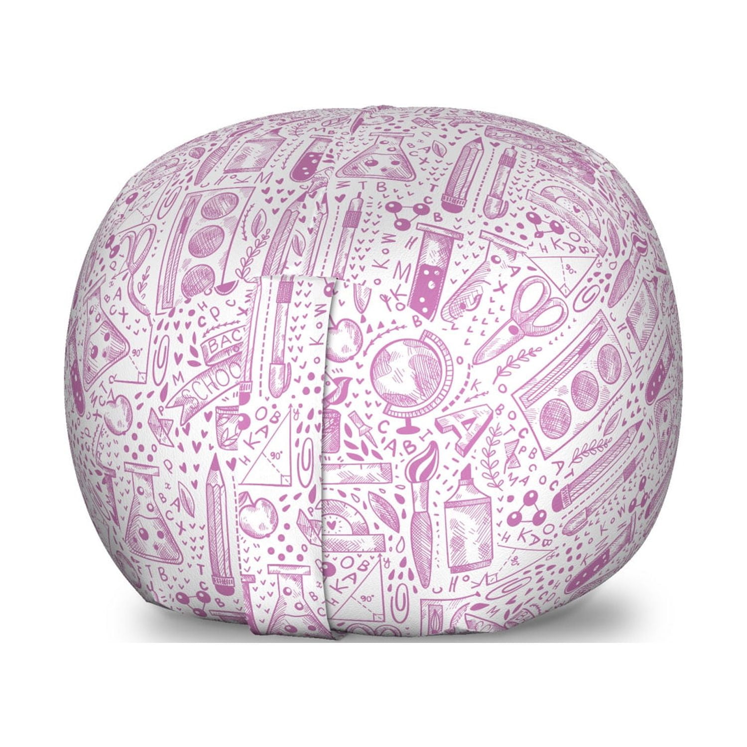 Sketch Storage Toy Bag Chair, Monochromatic Doodle Style Jumble Objects ...