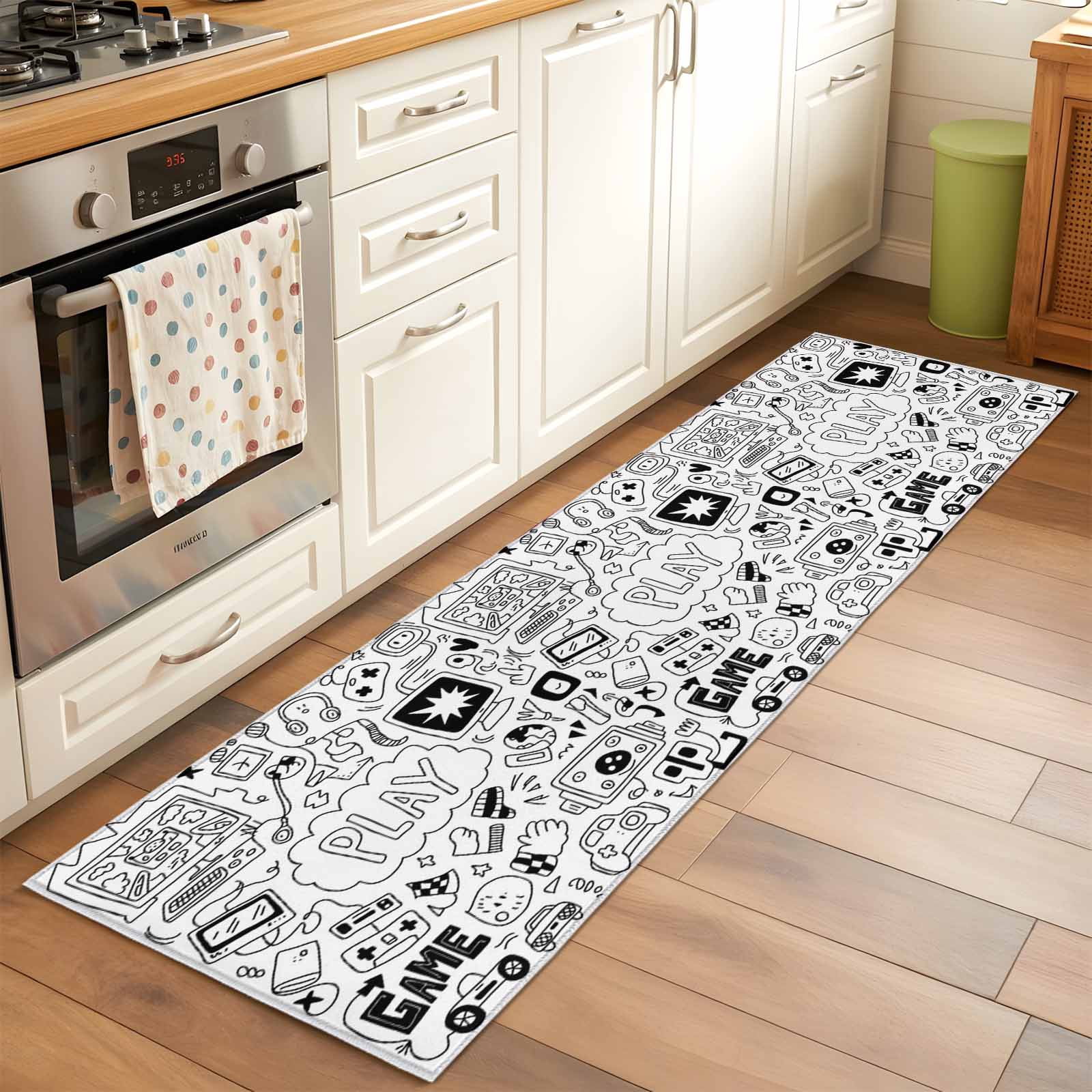 Sketch Style 2x6 Runner Rug for Hallway Walkway Kitchen Galley, Simple ...