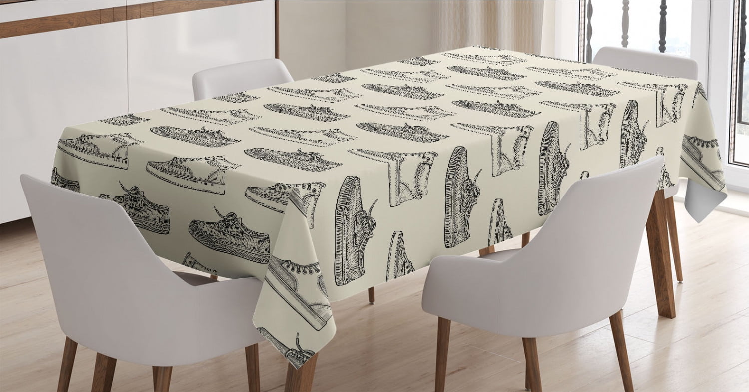 Sketch Tablecloth, Repeating Illustration of Hand Drawn Outline Retro ...
