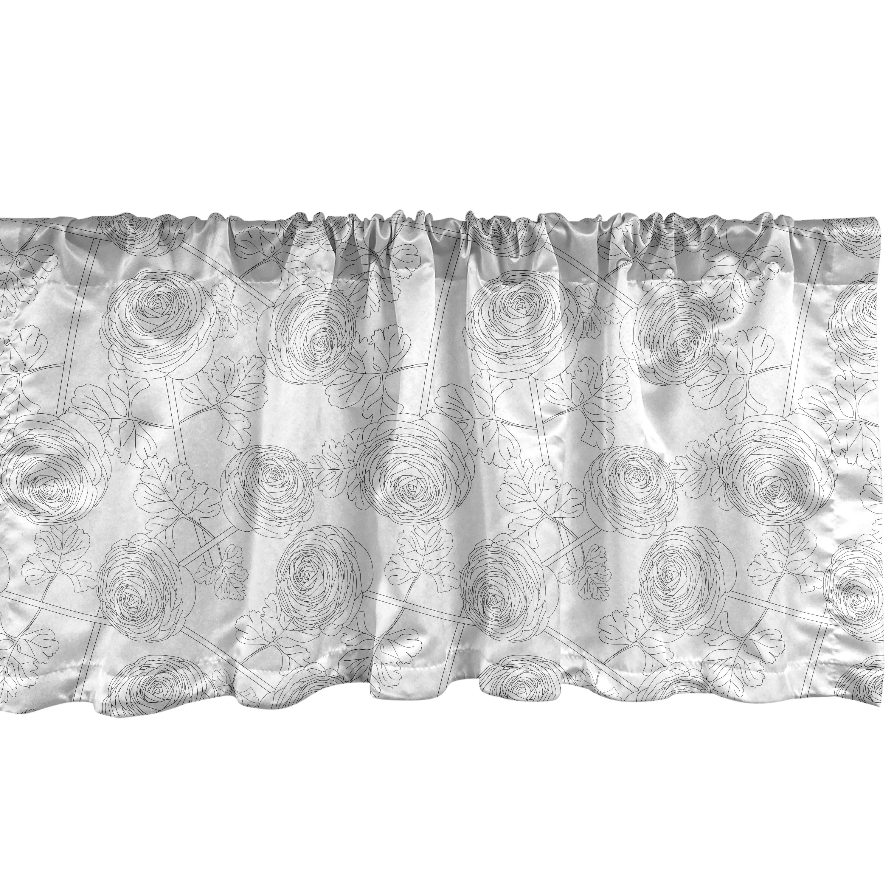 Sketch Window Valance, Continuous Ranunculus Asiaticus Flower Drawing ...