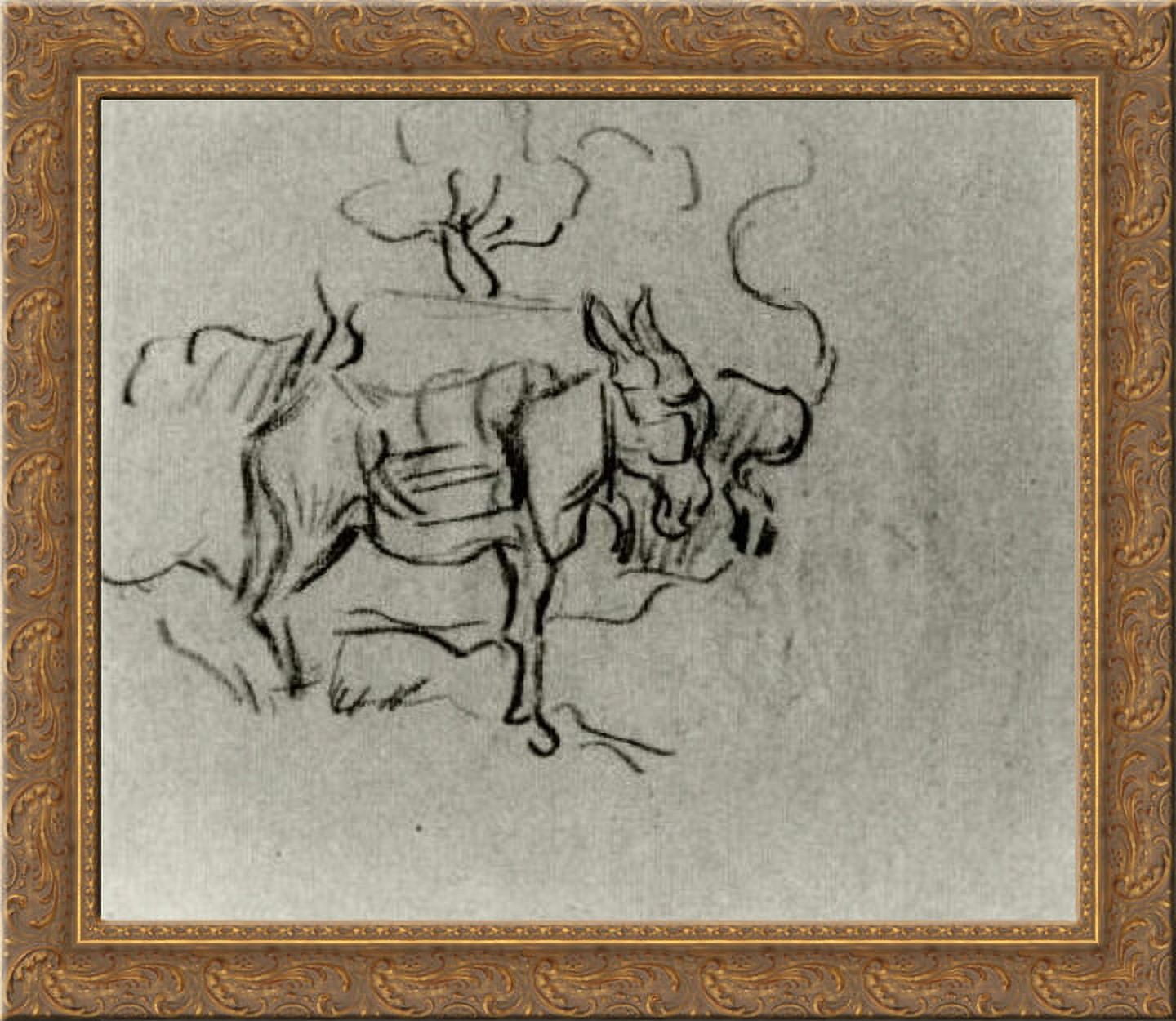 Sketch of a Donkey 24x20 Gold Ornate Wood Framed Canvas Art by Vincent ...