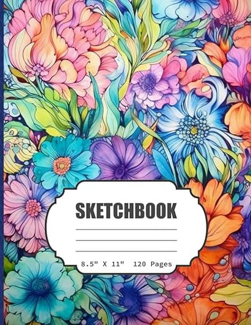 SketchBook: Watercolor Floral Blank Sketch Book for Kids, Teens, Adults ...