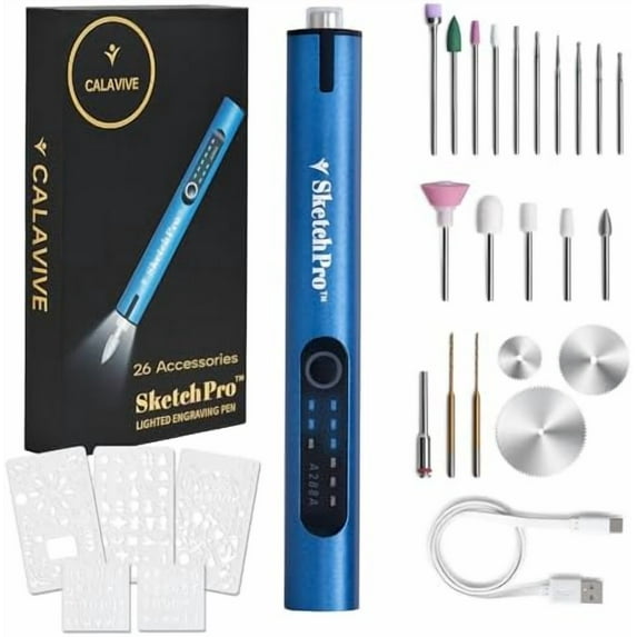 SketchPro Cordless Engraving Pen with LED Light – 3-Speed Precision ...